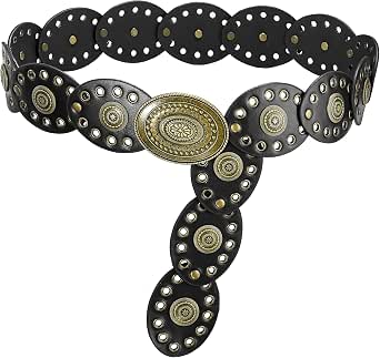 Suyi Wide Disc Belt for Women Leather Oval Belt Western Vintage Waist ...