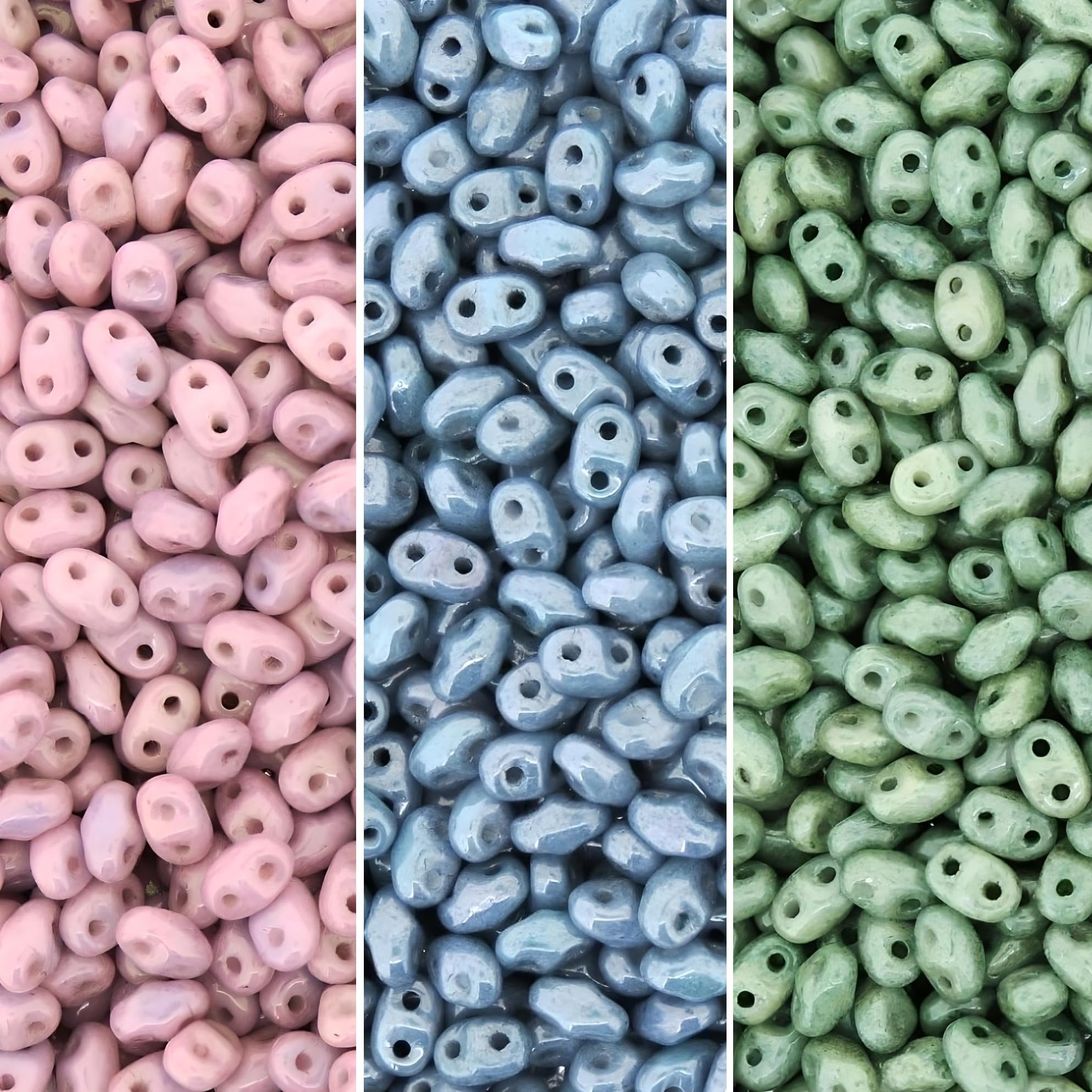 Amazon.com: Set of 3 Colors - Czech MiniDuo Beads: Two-Hole Seed Beads ...