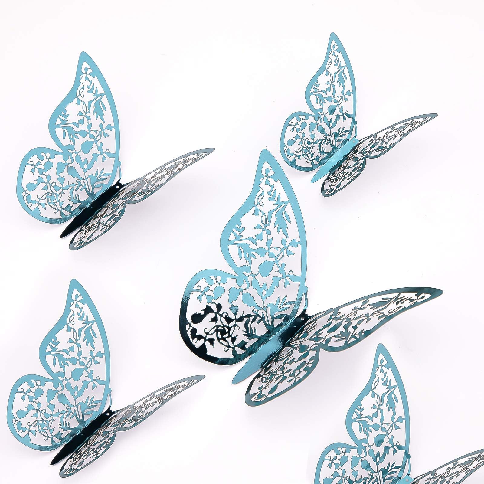 Amazon.com: Cheerland 3D Teal Blue Butterfly Wall Stickers Room Decal ...