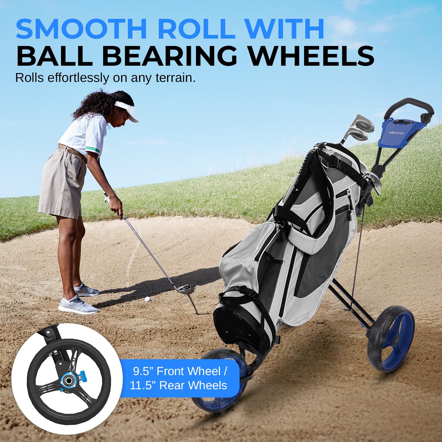 Snapklik.com : SereneLife Premium Foldable Golf Push Cart 3 Wheel ...