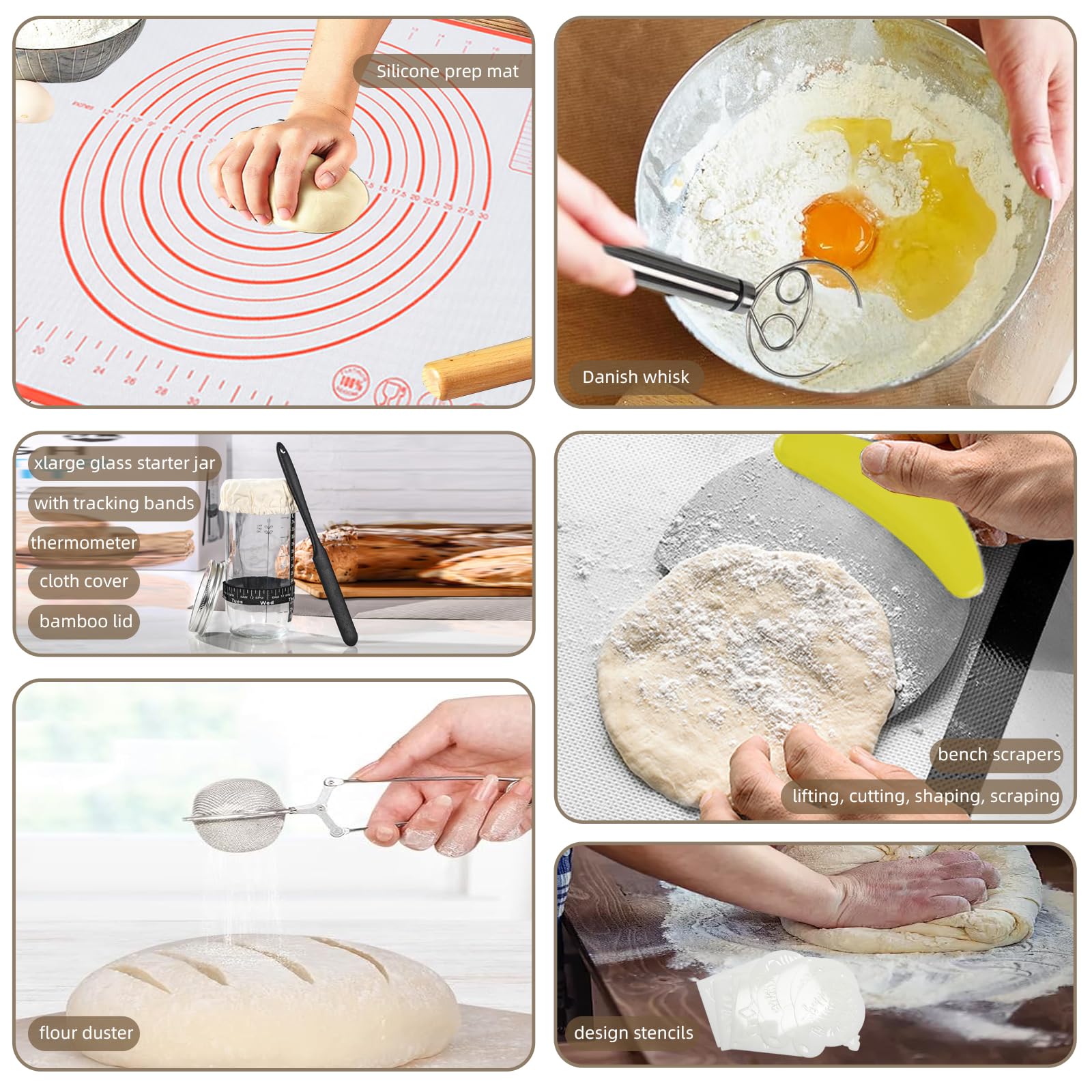 Snapklik.com : 4 Color Complete Sourdough Bread Makin Starter Kit ...