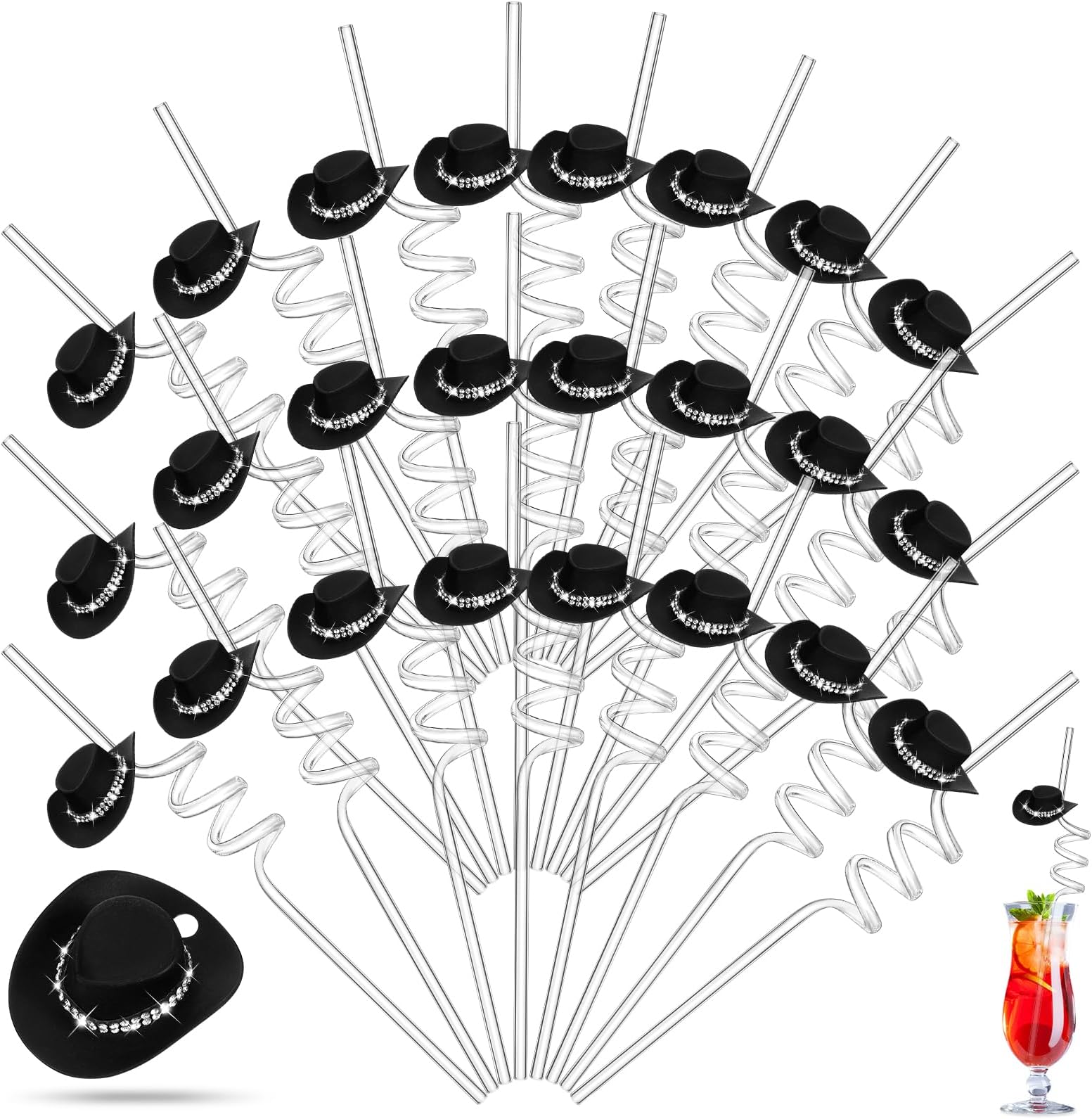 Amazon.com: 10 PCS Mirror Disco Ball Straws, Mini Cowgirl Hat Bend ...