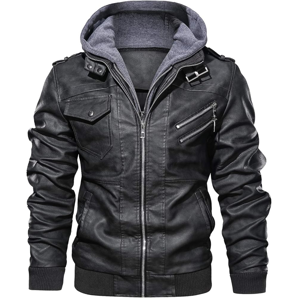 $9/mo - Finance JYG Men's Faux Leather Jacket Stand Collar Motorcycle ...