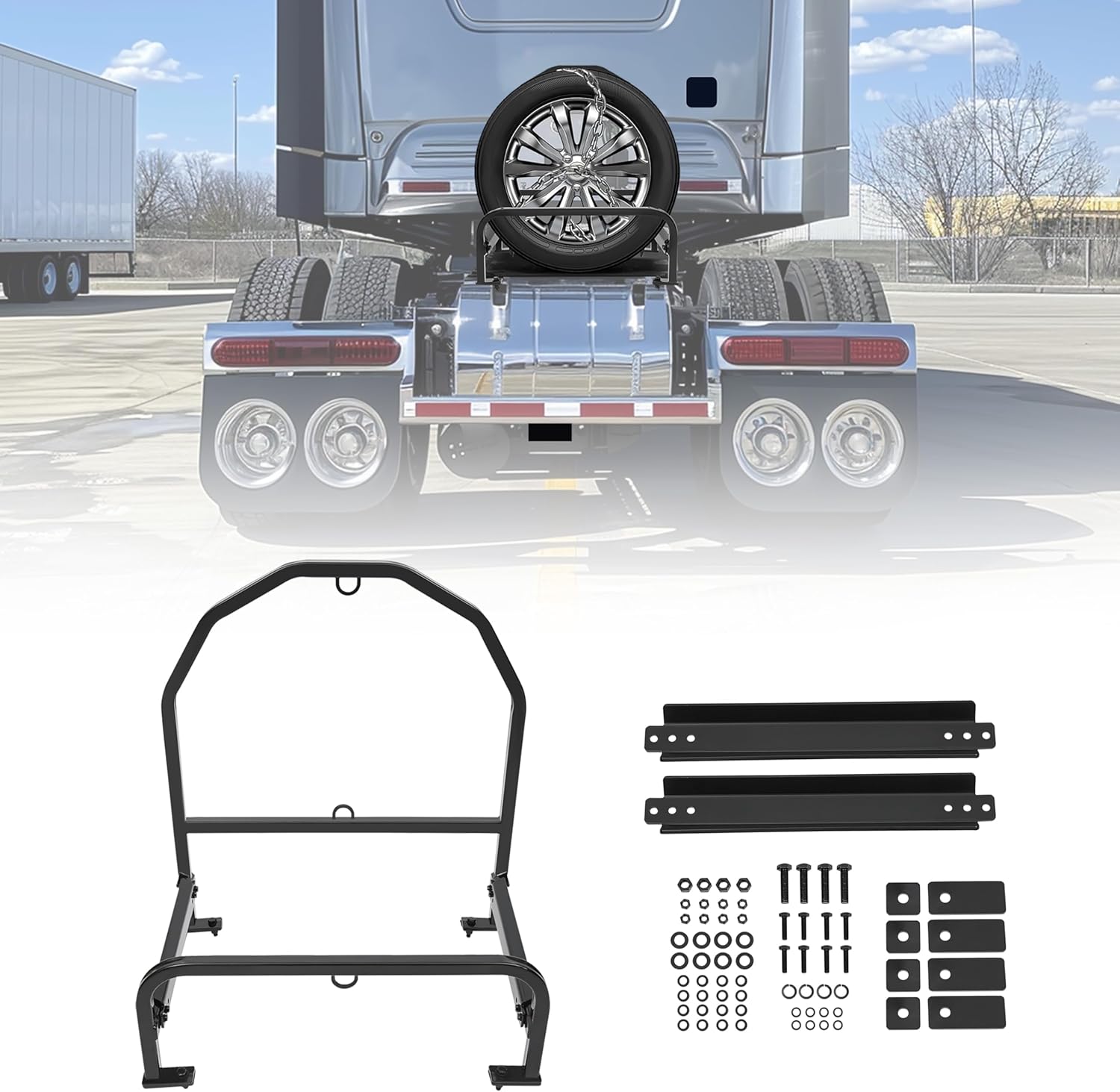 Amazon.com: KUAFU Semi Truck Spare Tire Carrier Spare Tire Rack ...