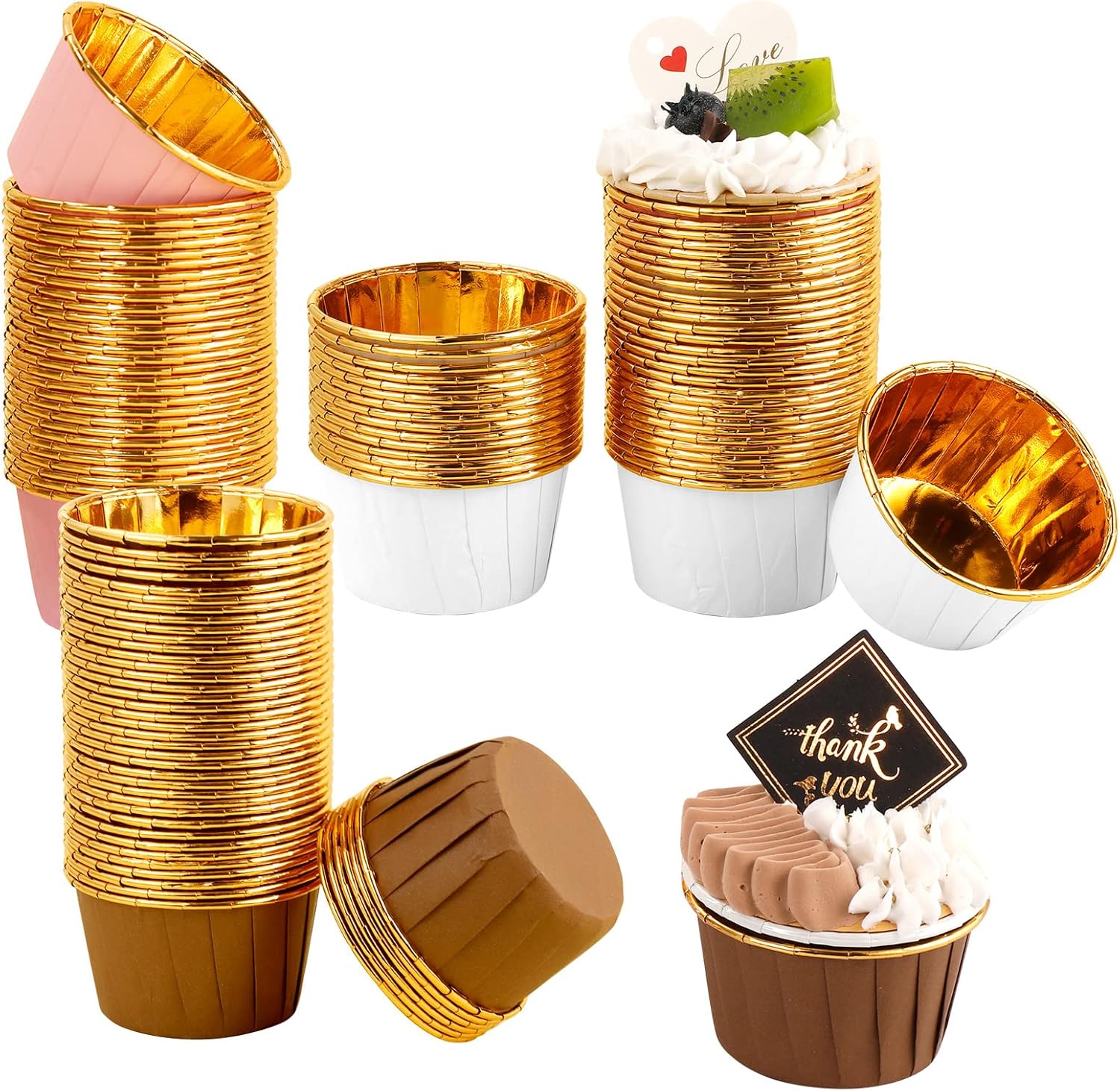 Lanjue 150 Pieces Cupcake Cases, 3 Colors Mixed Foil Cupcake Cases ...
