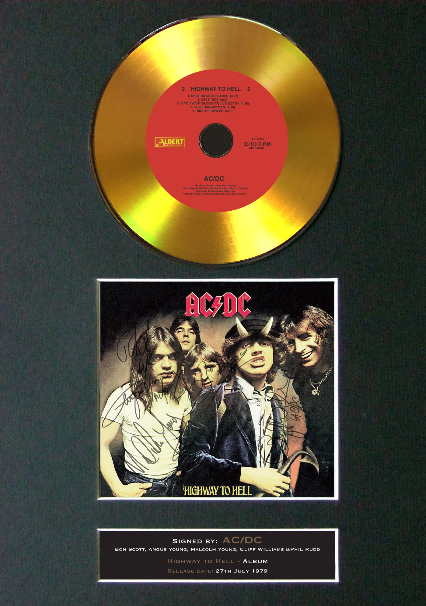 ACDC Print Poster Highway To Hell GOLD DISC Album CD Signed Autograph ...
