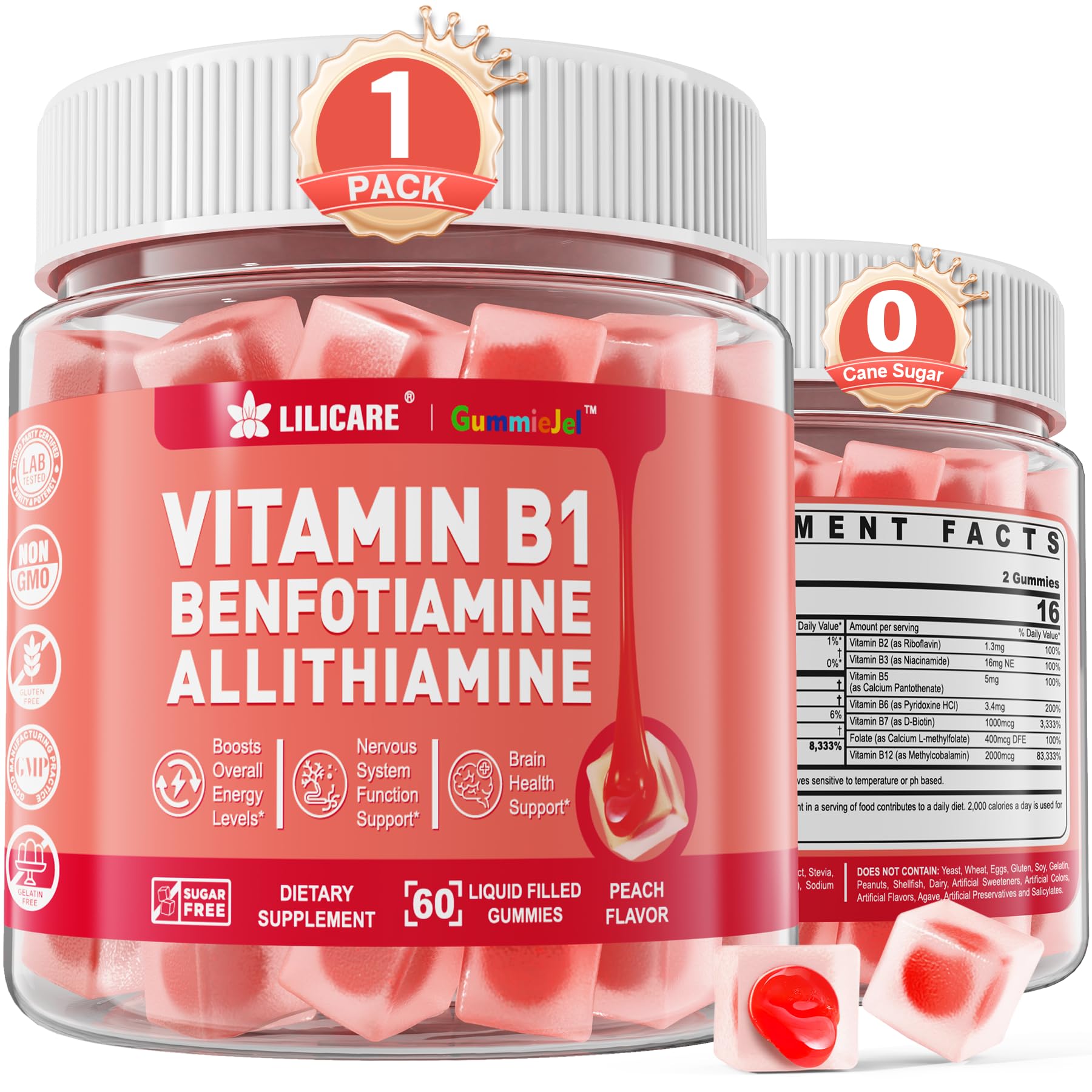 Vitamin B1 Gummies With Benfotiamine 300mg Allithiamine Thiamine ...