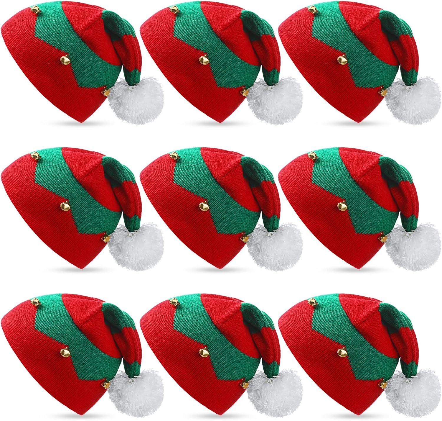 Amazon.com: 9 Pcs Christmas Elf Knitted Hat Xmas Elf Beanie Adult Kids ...