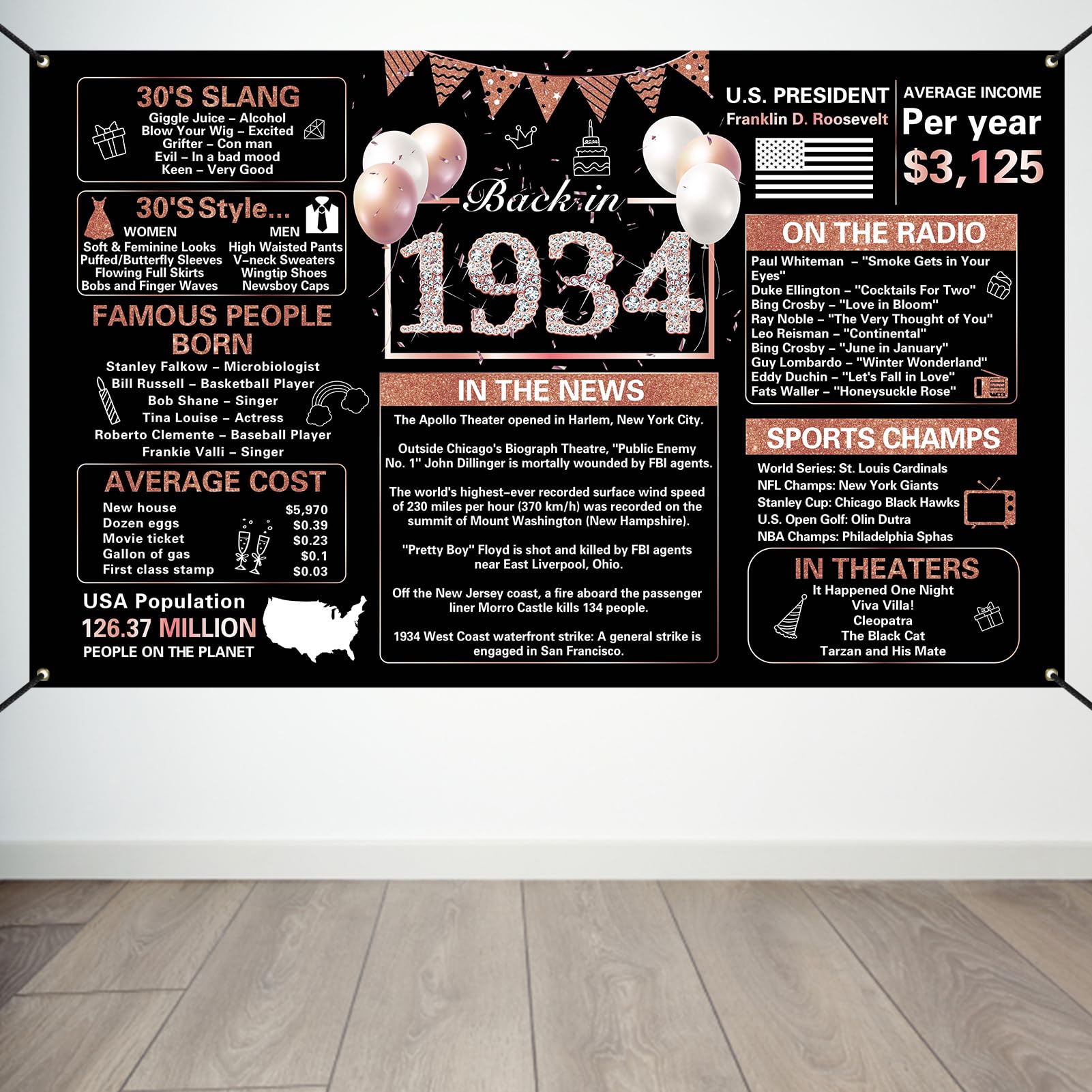 Amazon.com: Crenics 90th Birthday Decorations for 1934, Rose Gold and ...