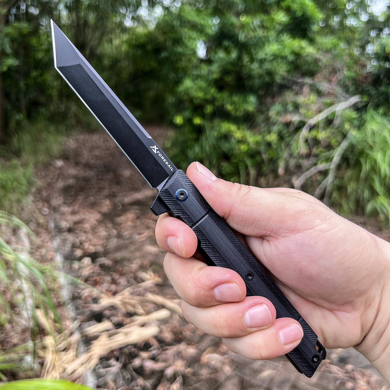 Snapklik.com : FORESAIL Flipper Pocket Folding Knife,Black DC53 Steel ...
