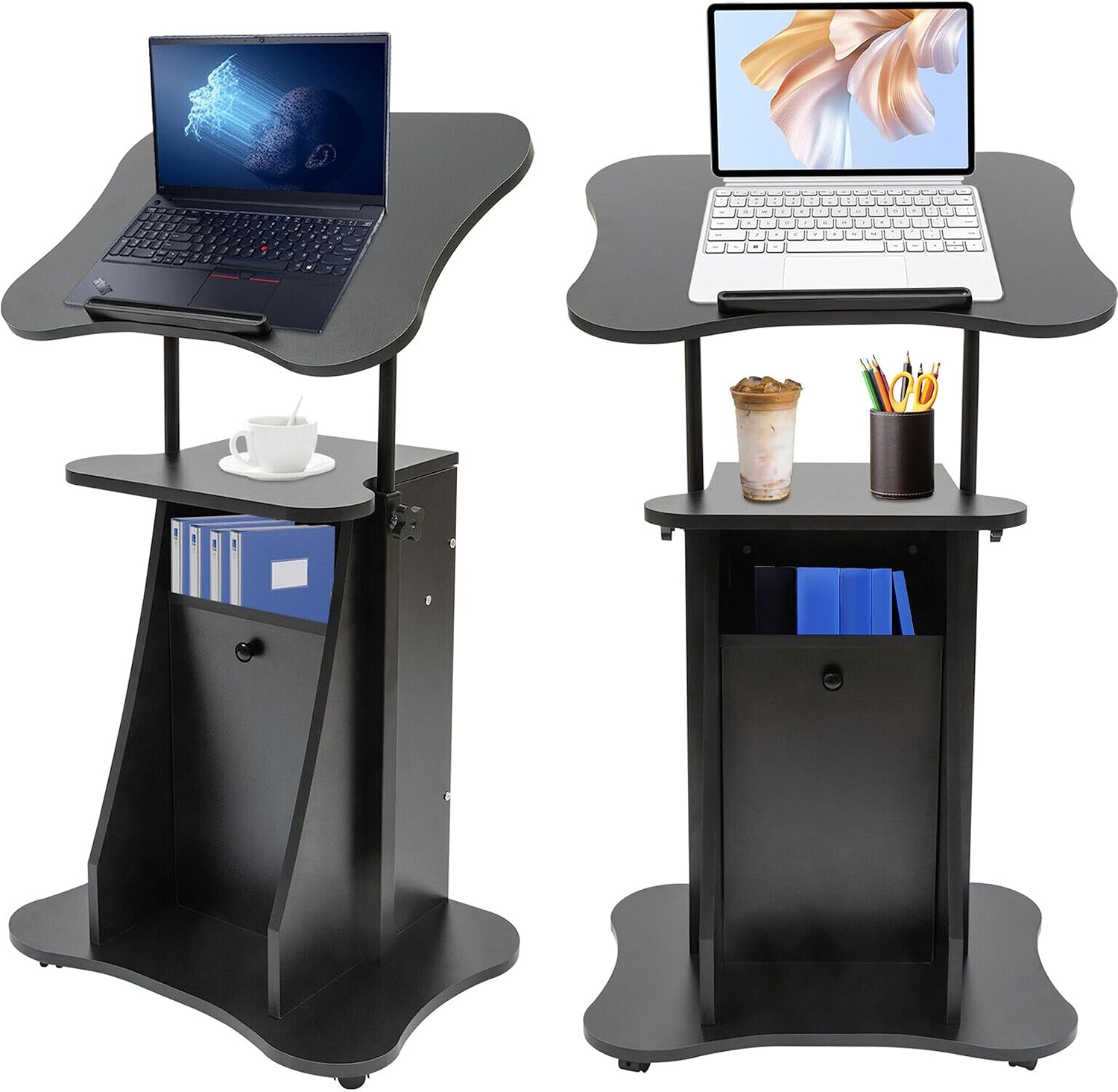 Amazon.com: kunghei 2Pcs-Height Adjustable Rolling Standing Desk Laptop ...