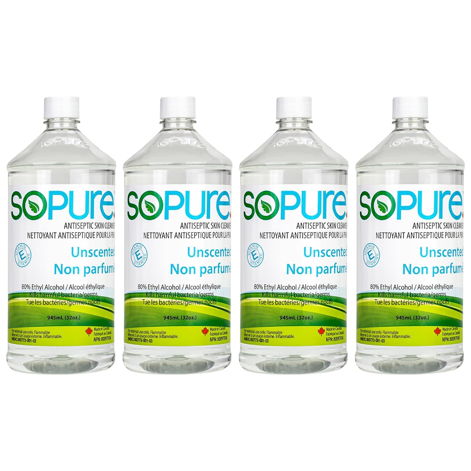 Amazon.com : Sopure 4X945 mL Liquid Unscented Hand Sanitizer Refill ...