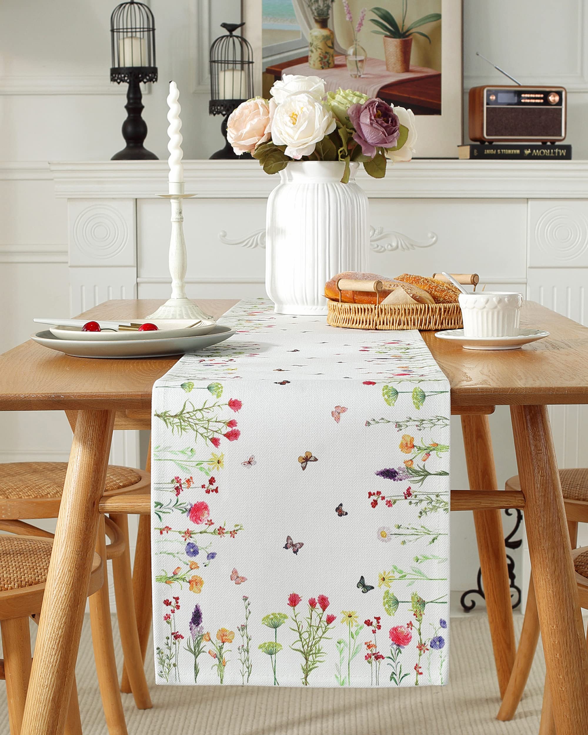Summer Table Runner 72 Inches Long Summer Decor with Watercolor Wild ...