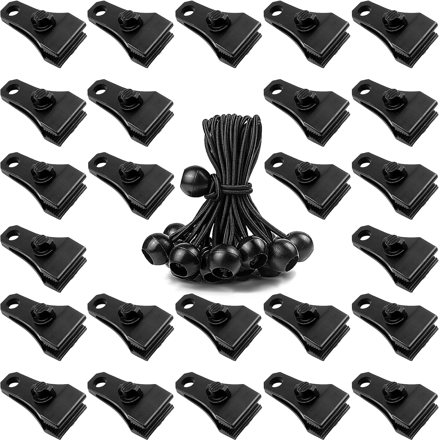 Amazon.com: 25PCS Tarp Clips with 6 inch Ball Bungee Cords - Heavy Duty ...