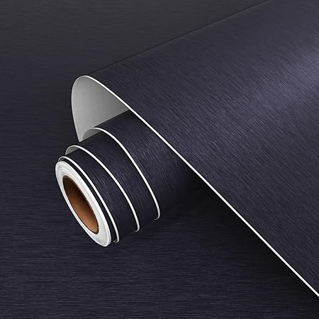 Wallercity Dark Blue Brushed Contact Paper for Cabinets 15.7"x118 ...