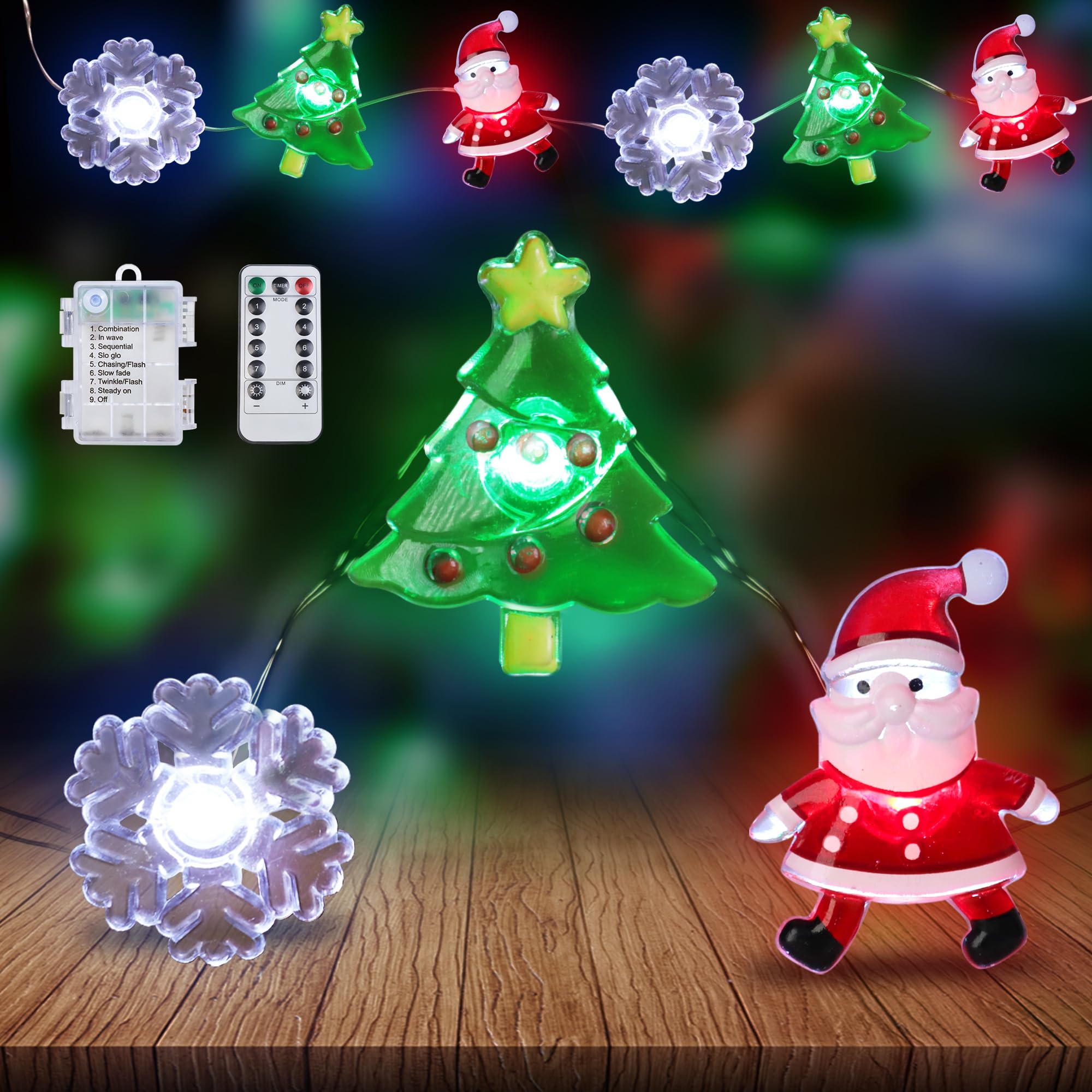 [Timer] Christmas Lights Decorations, 10 FT 30 LED Battery Operated ...