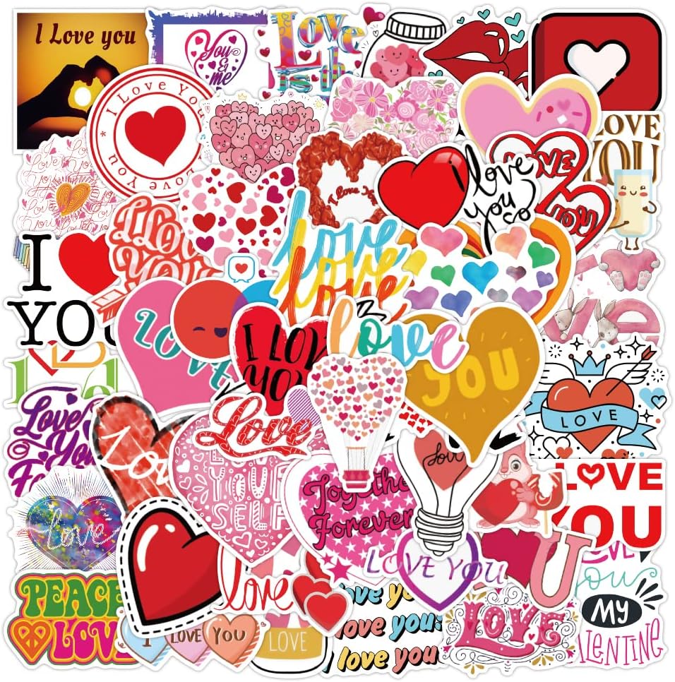 Amazon.com: Generic Valentines Day Stickers 50 Pack, Cute Love Stickers ...