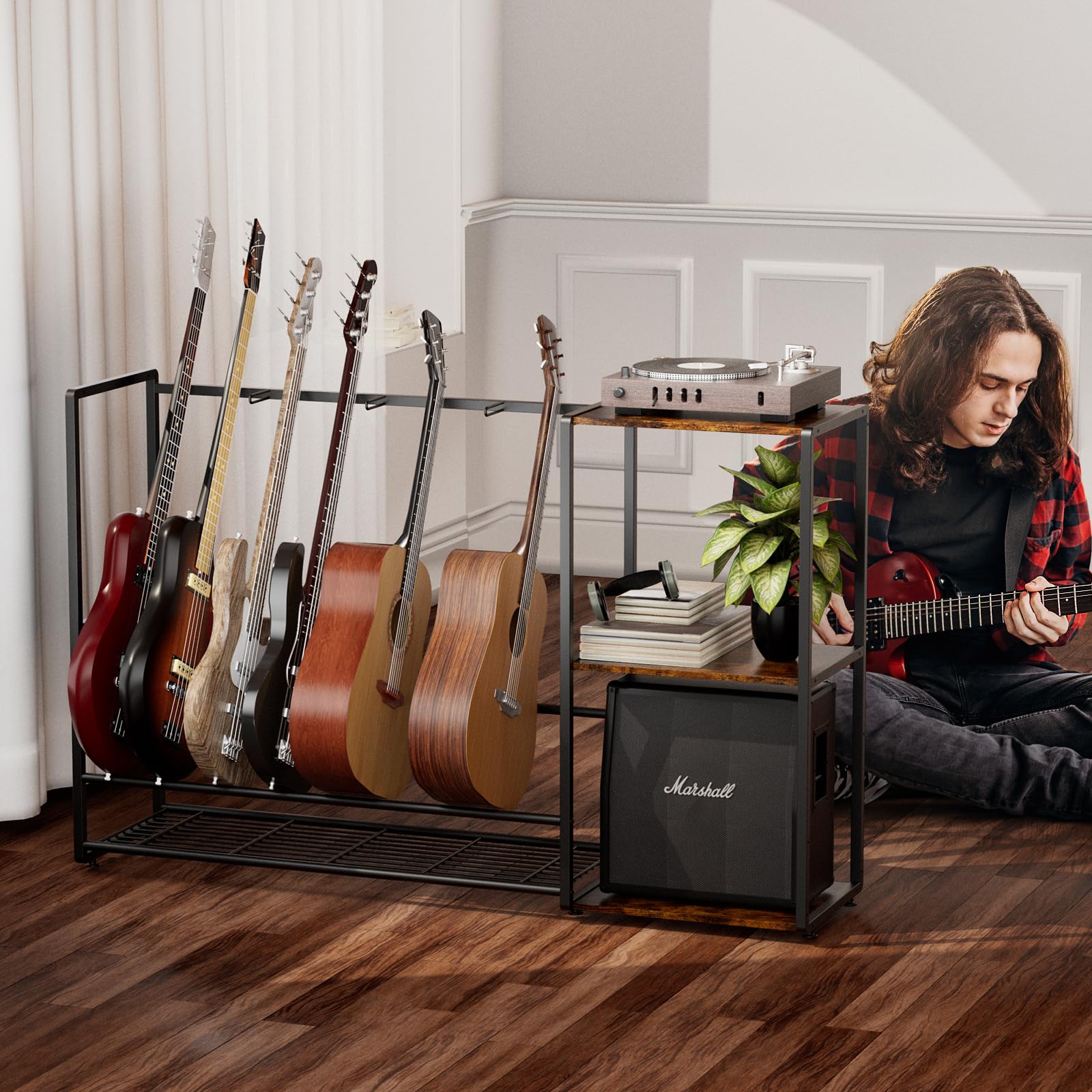 HOYRR Guitar Rack,Electric Guitar Stand,Guitar Stand Multiple Guitars ...