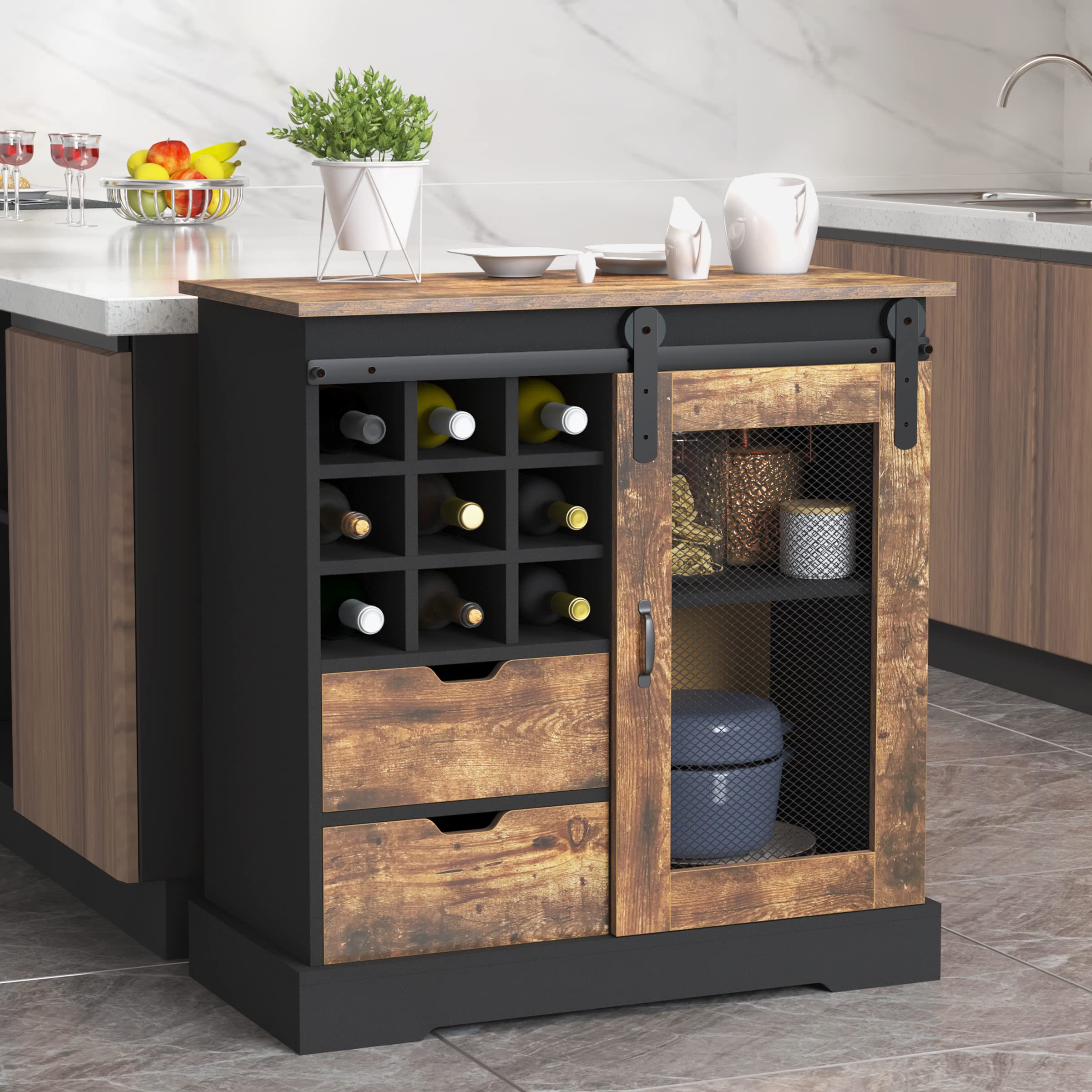 Snapklik.com : NSdirect Sideboard Coffee Bar Cabinet,Modern Farmhouse ...