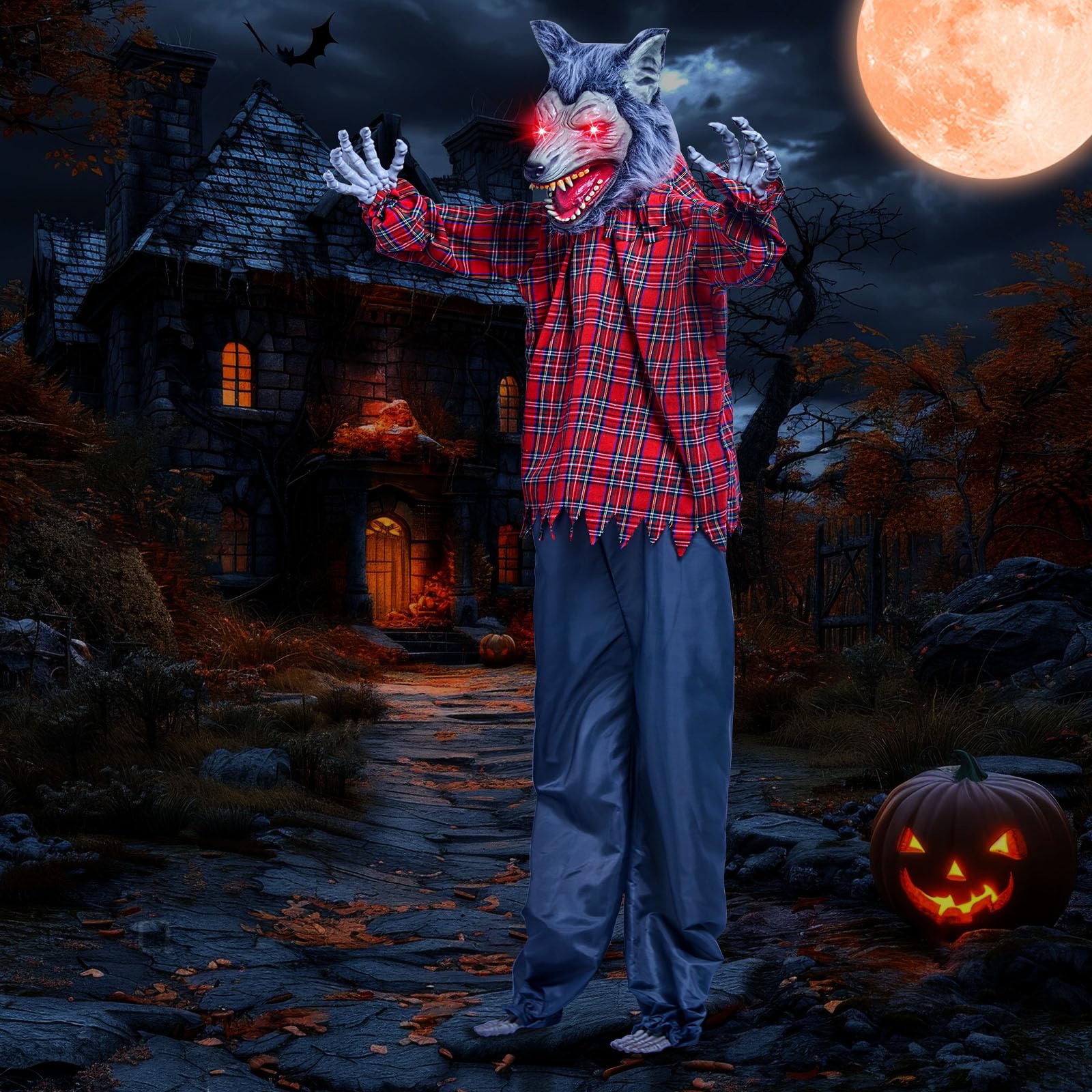 Amazon.com: Moonflor 78" Halloween Animatronics, Sound Activated ...