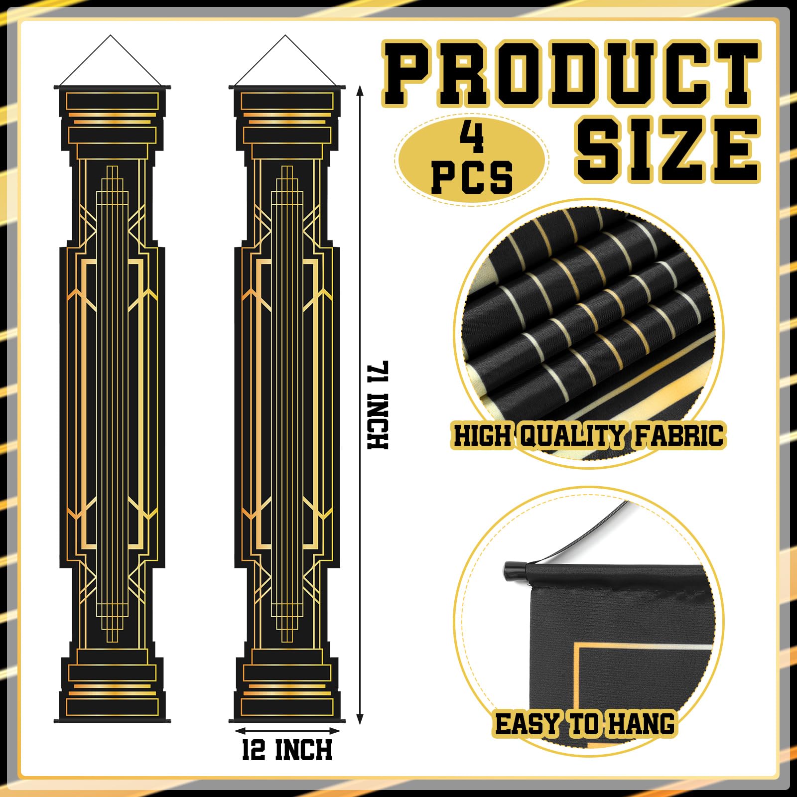 1920s Party Banners Roaring 20s Party Banner Set - Black & Gold 1920s ...