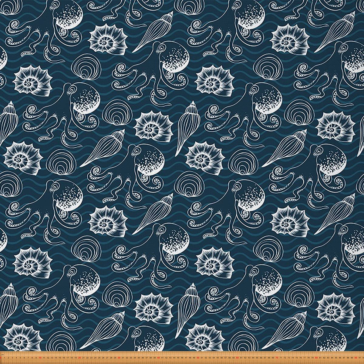Loussiesd Upholstery Sea Shells Fabric for Chairs,Ocean Life Sea Animal ...