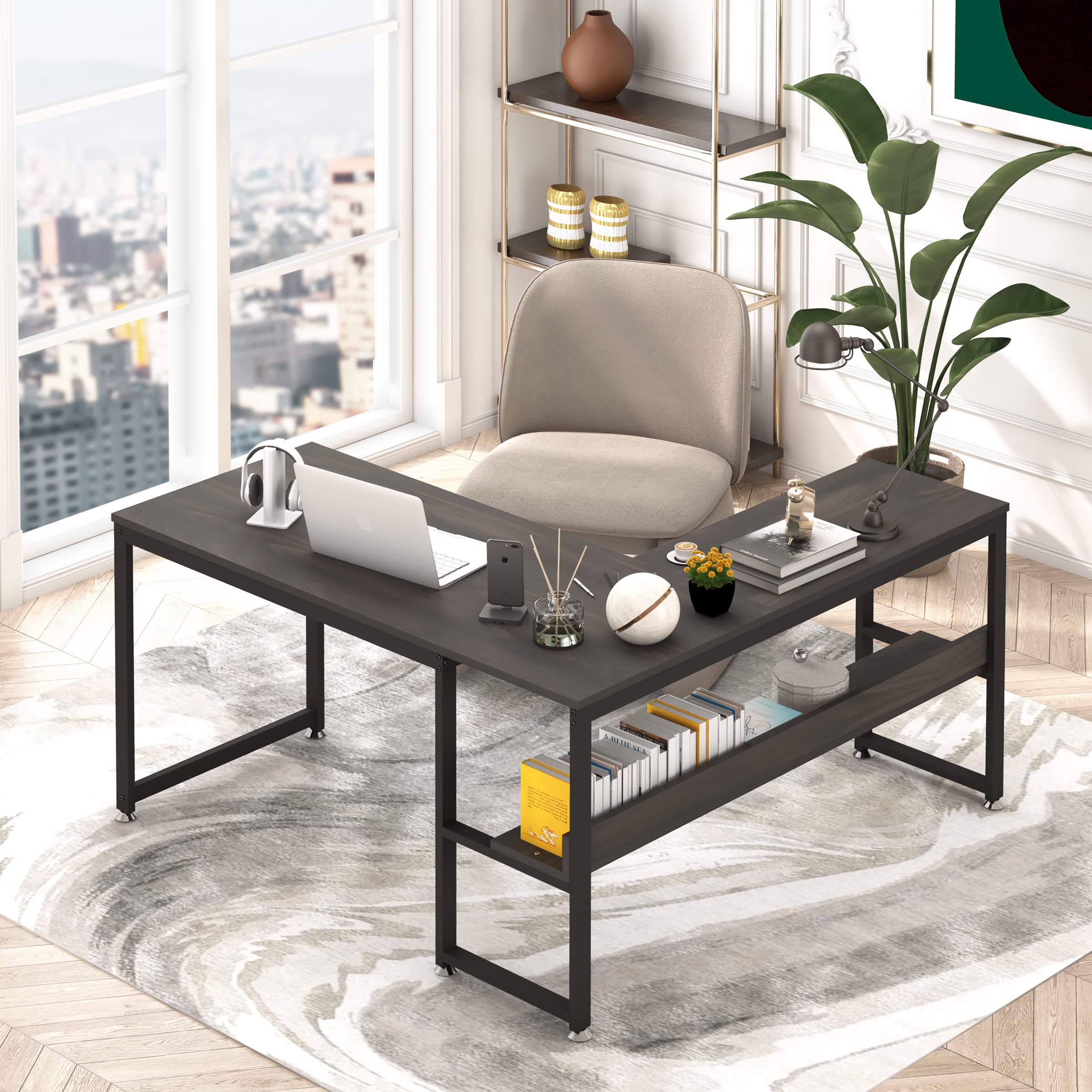 Snapklik.com : WiberWi L Shaped Desk, Office Computer Corner Desk, 55 ...