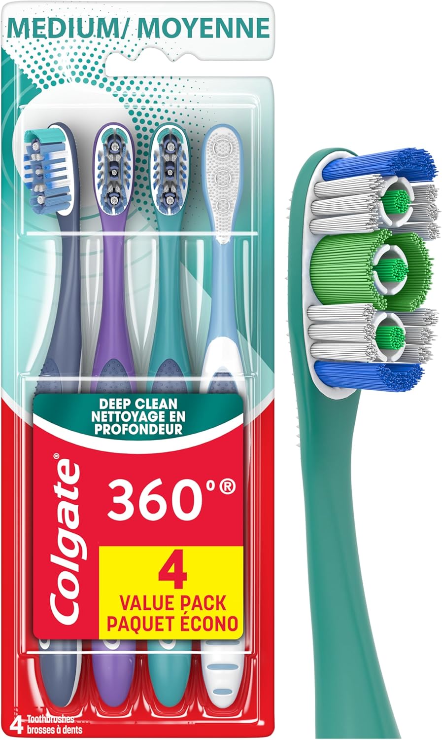 Amazon.com : Colgate 360 Whole Mouth Toothbrush, Adult Toothbrushes ...