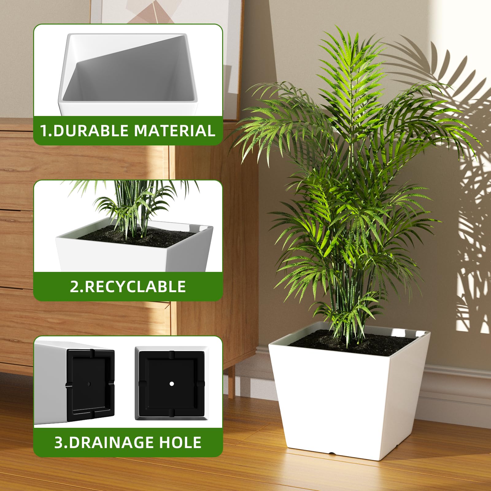 Snapklik.com : QCQHDU Outdoor Planters Set Of 2,12 Inch Large Outdoor ...