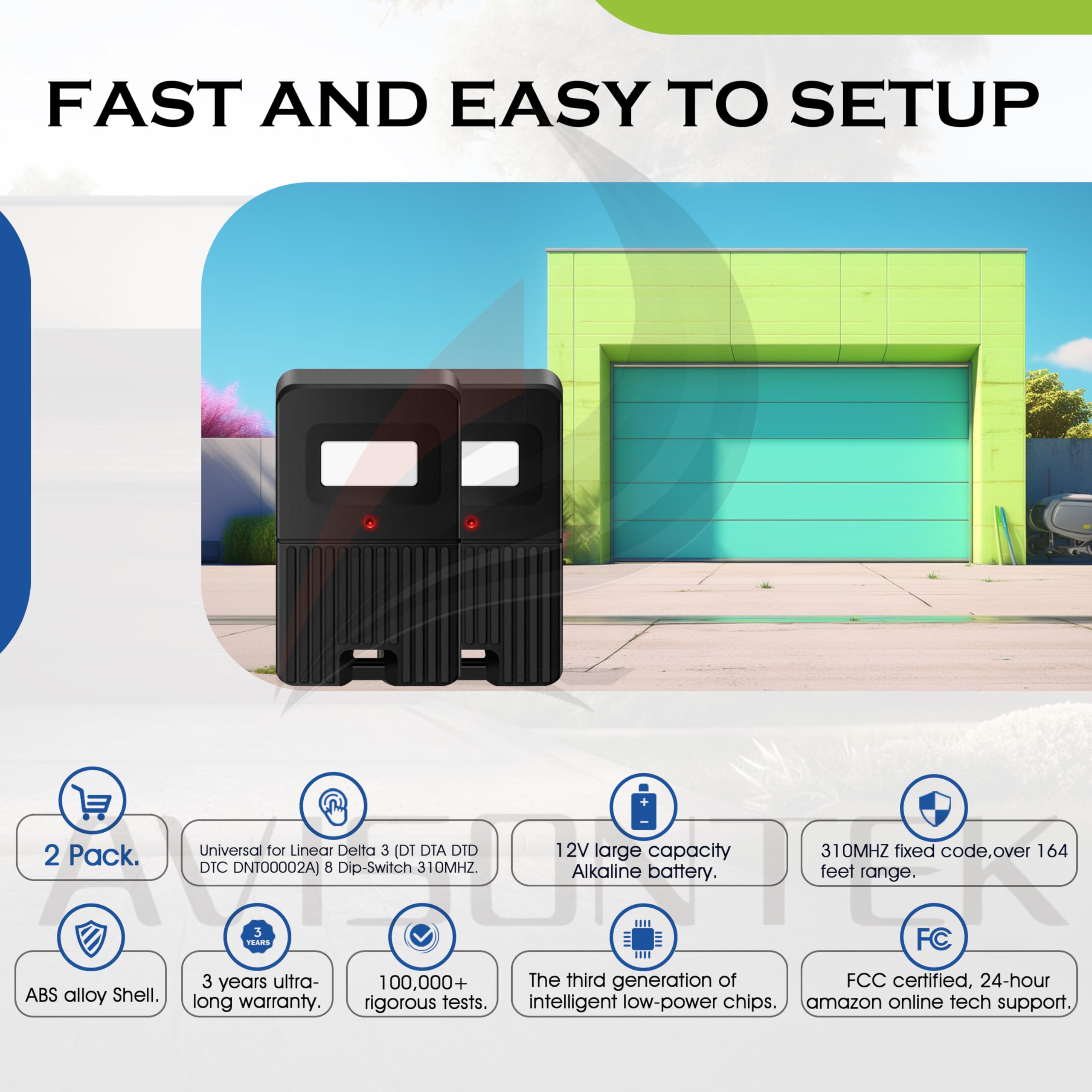 310MHz Garage Door Opener Linear Delta 3 Garage Door Remote Replacement ...