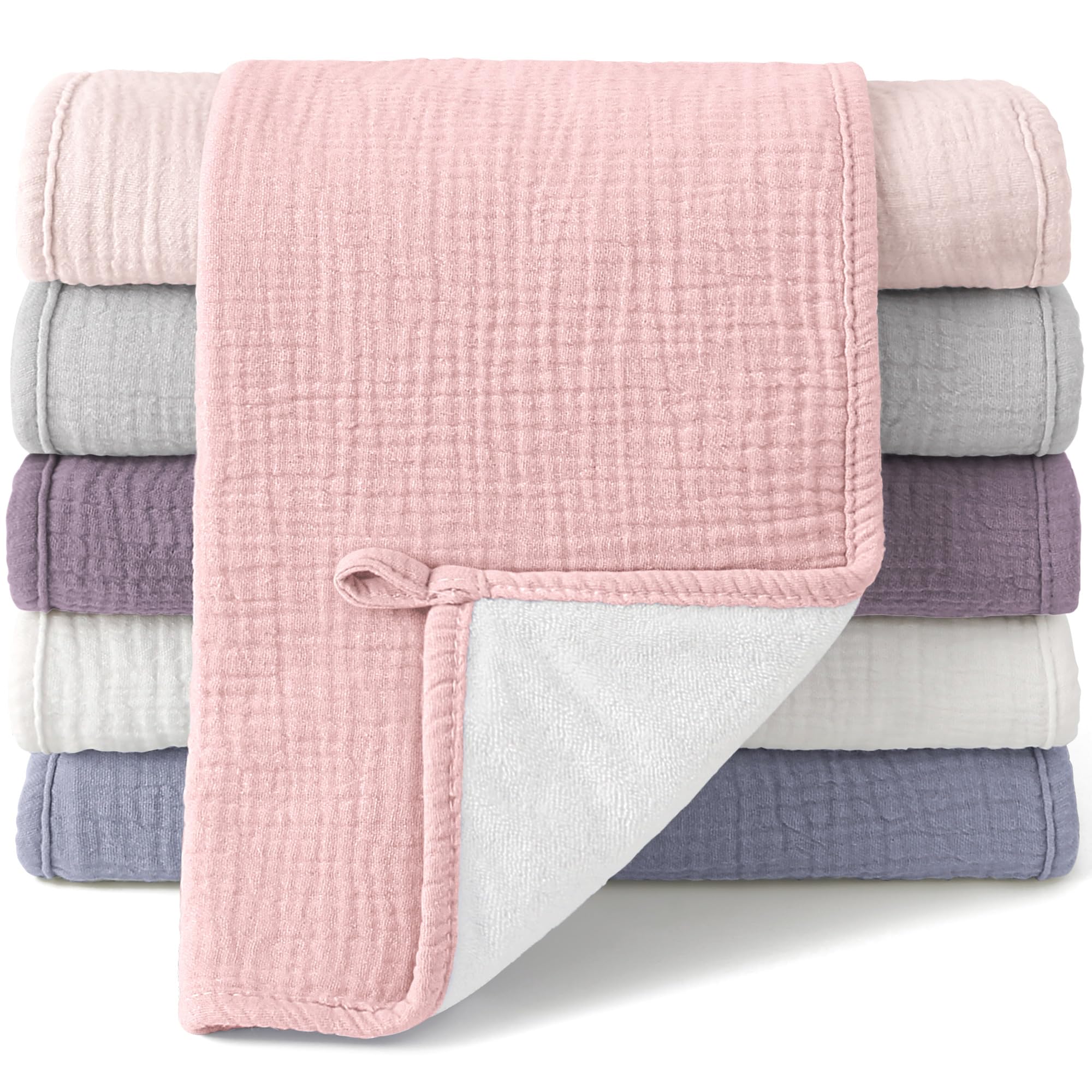 Bearmoss 100% Cotton Muslin Burp Cloths Sets 6 Pack 20x10inch Large ...