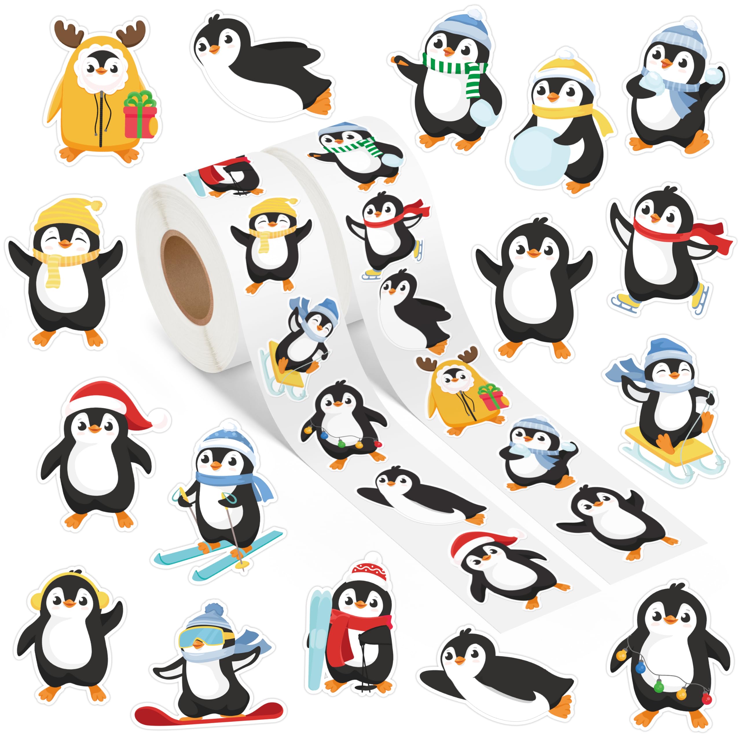 Amazon.com: A1diee Winter Penguin Roll Stickers - Blue Cartoon ...