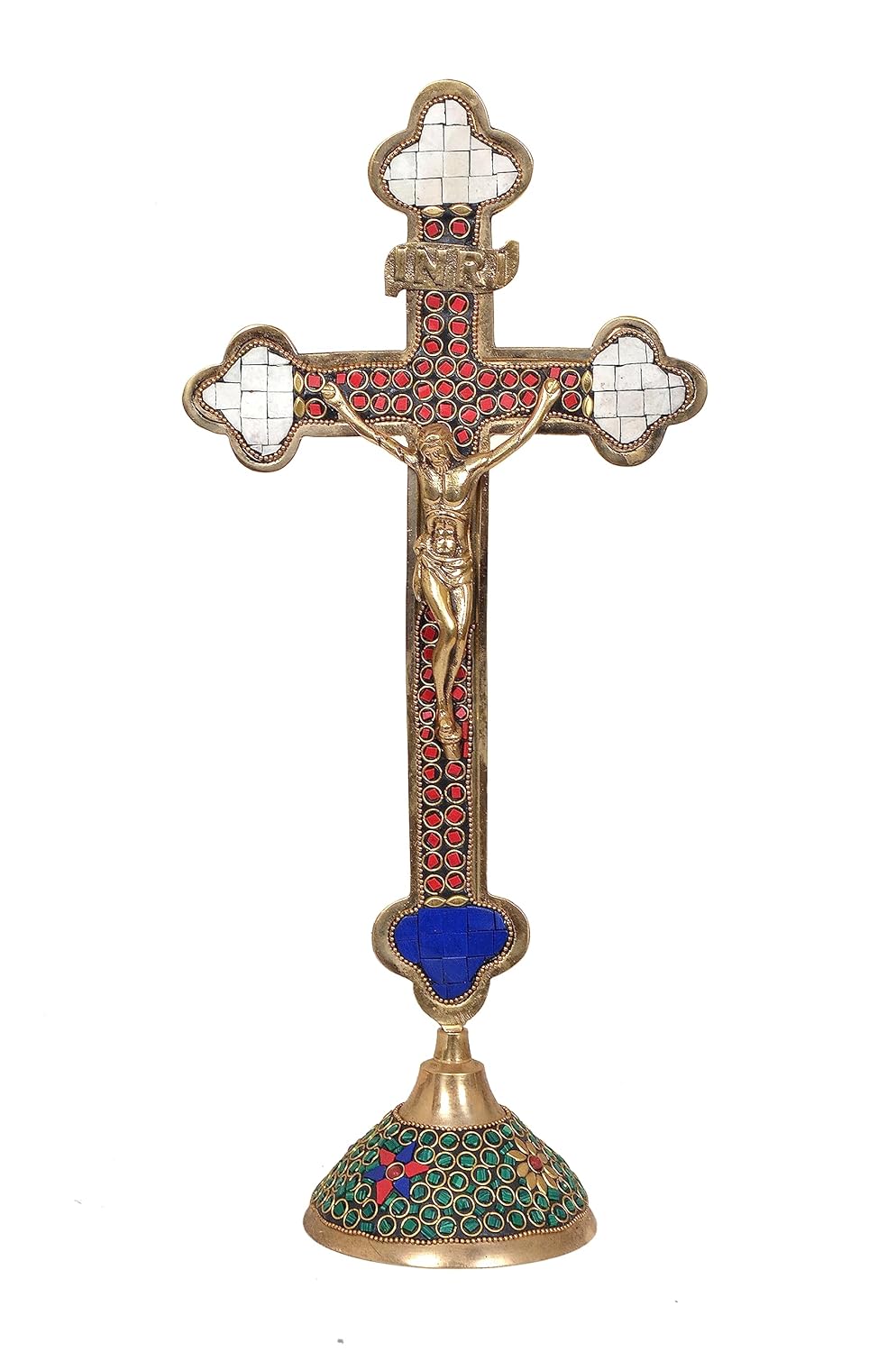 Buy AONA Brass Jesus Christ On Cross Statue Idol for Home Decor ...