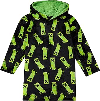 MINECRAFT Sudadera con Capucha para Niño Creeper Negro Talla única ...