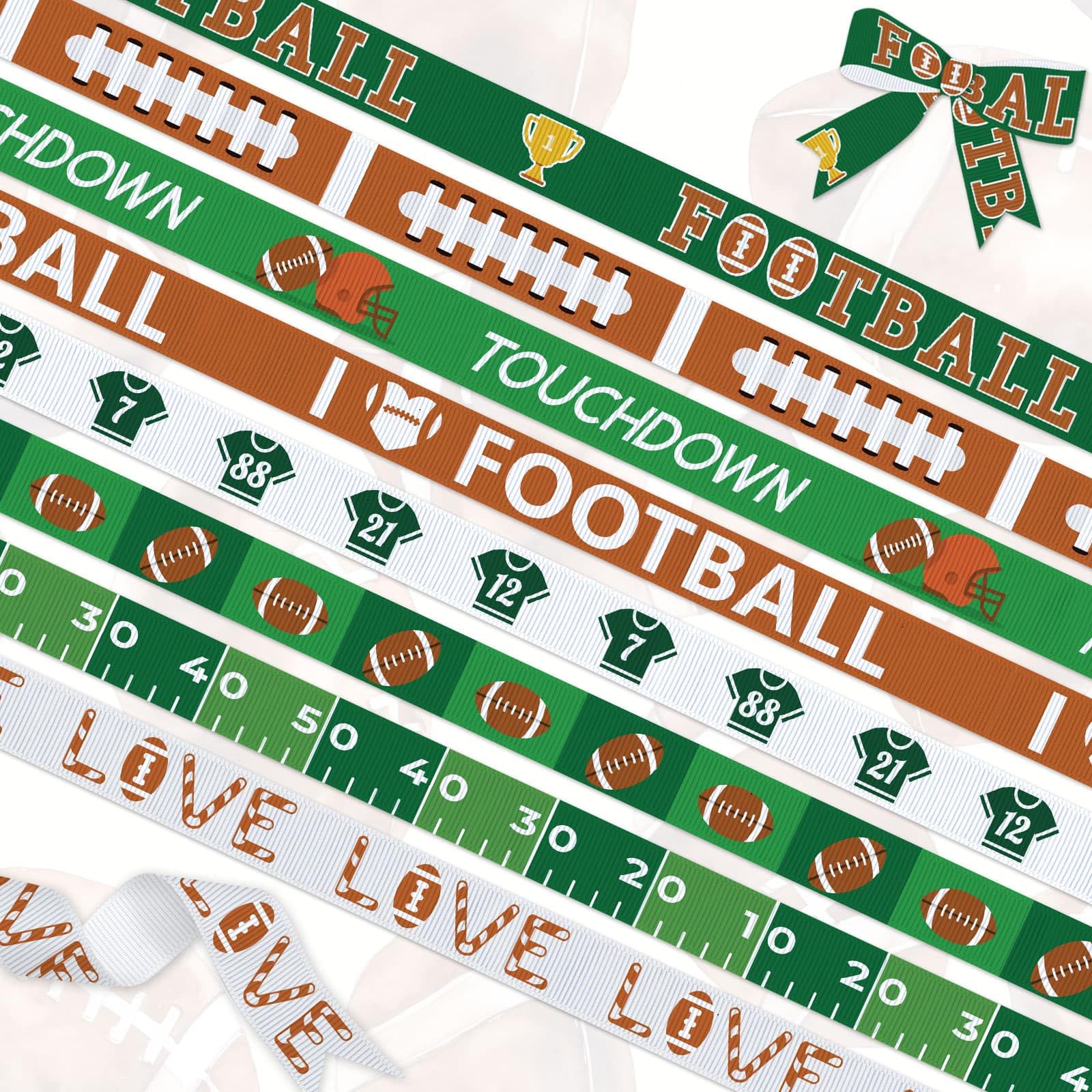 Amazon.com: Football Ribbon Set, 8 Pack (3/8 Inch x 3 Yards Each ...