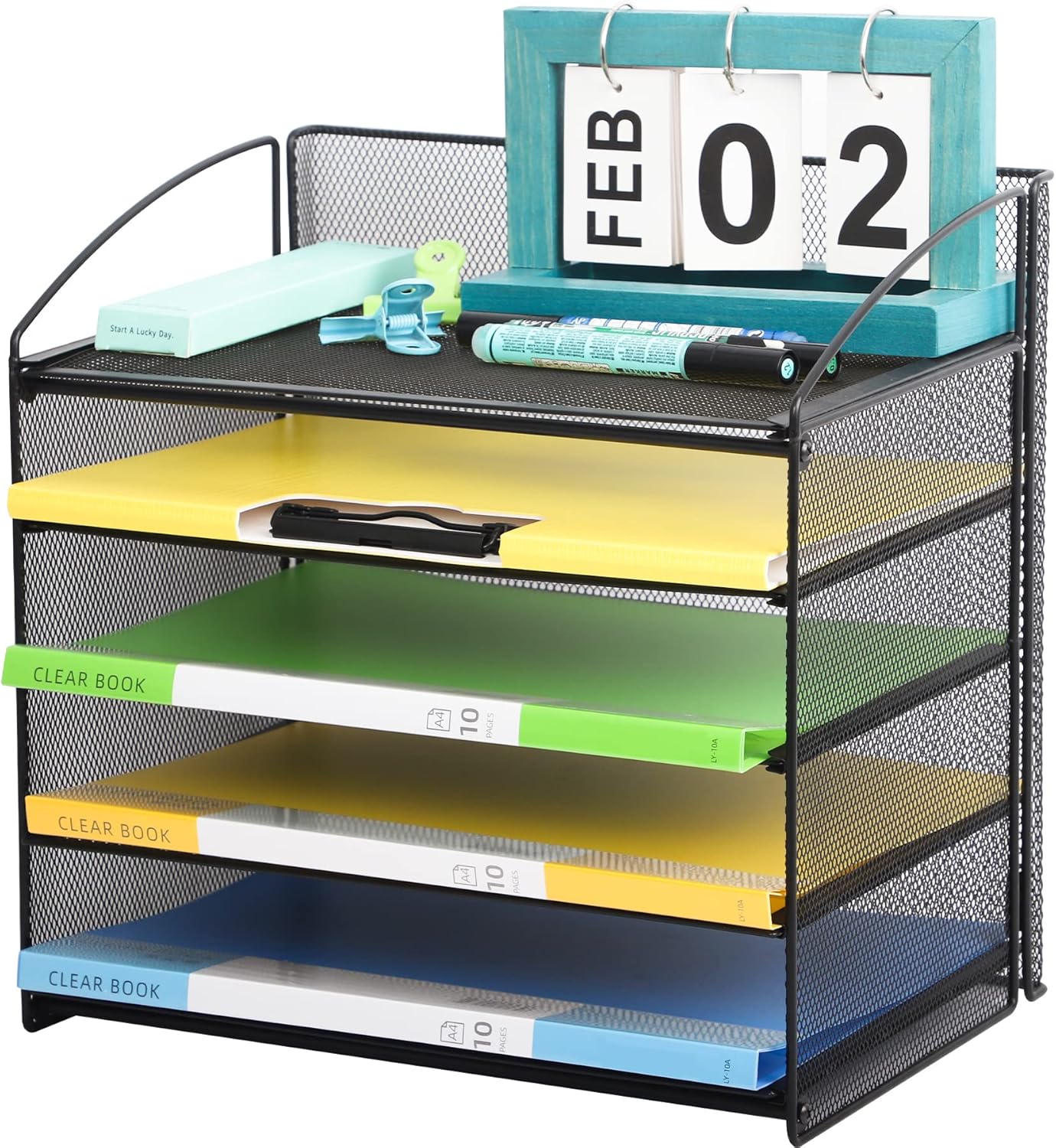 Amazon.com: HANDYAY Letter Tray Paper Organizer 5 Tier Mesh Desk File ...