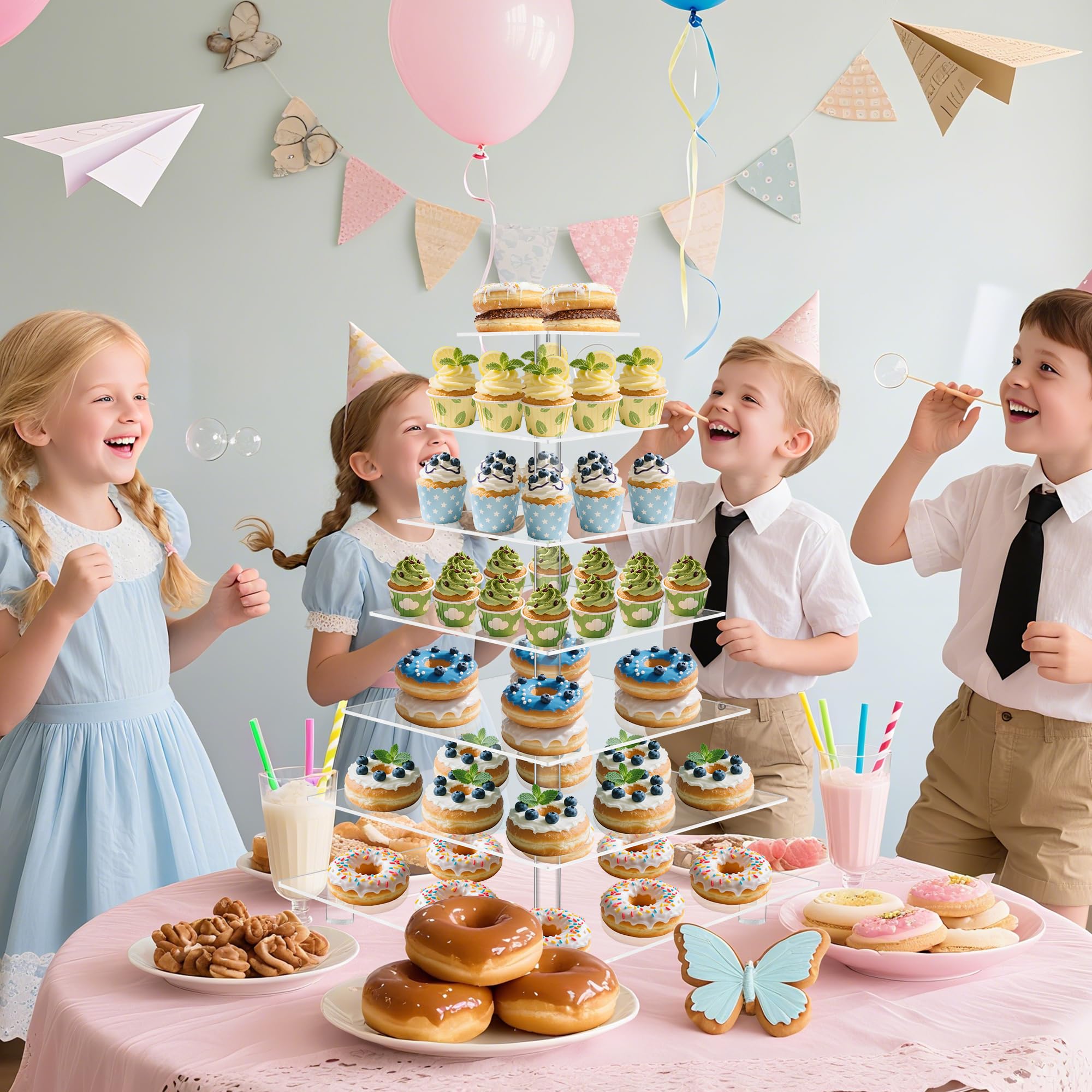 Snapklik.com : YestBuy 7 Tier Square Acrylic Maypole Cupcake Stand ...