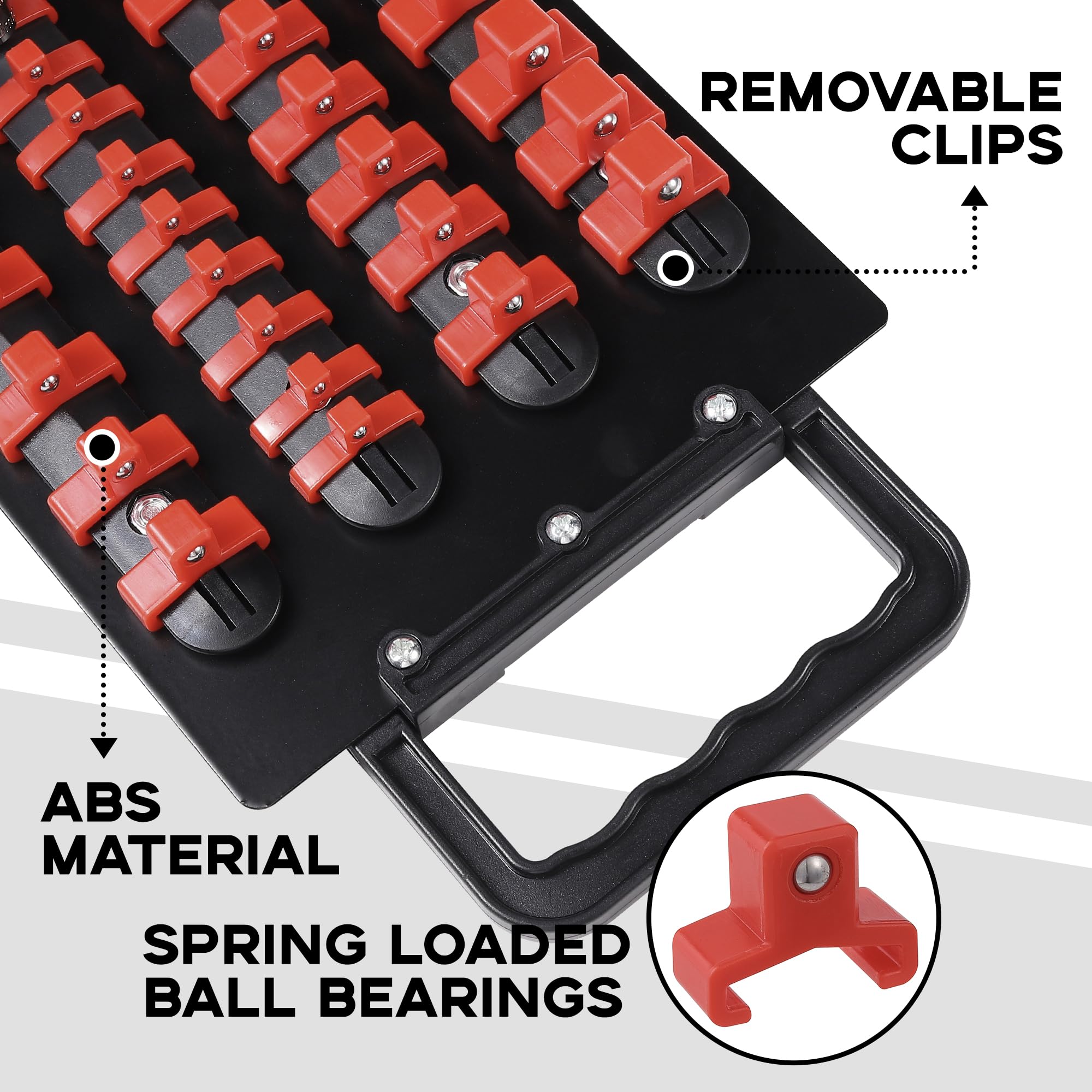 Snapklik.com : Reniteco 48-Piece Portable Socket Organizer Steel Tray