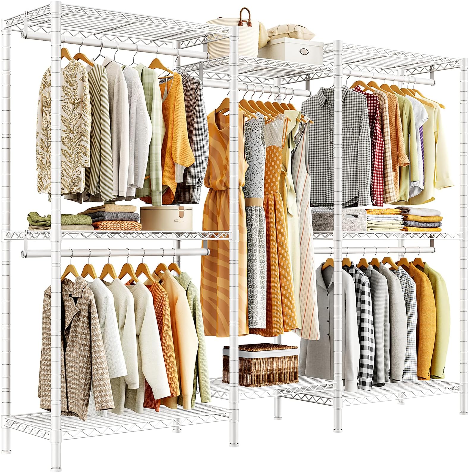 REIBII Clothes Rack, Heavy Duty Clothes Rail for Bedroom, Metal Clothes ...