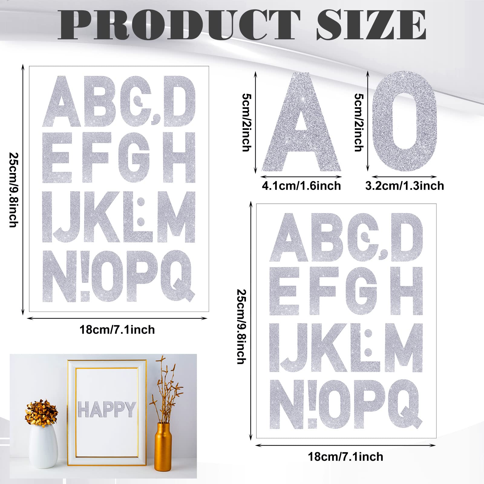 Snapklik.com : Woanger 246 Pieces Large Glitter Letter Stickers 2 Inch ...