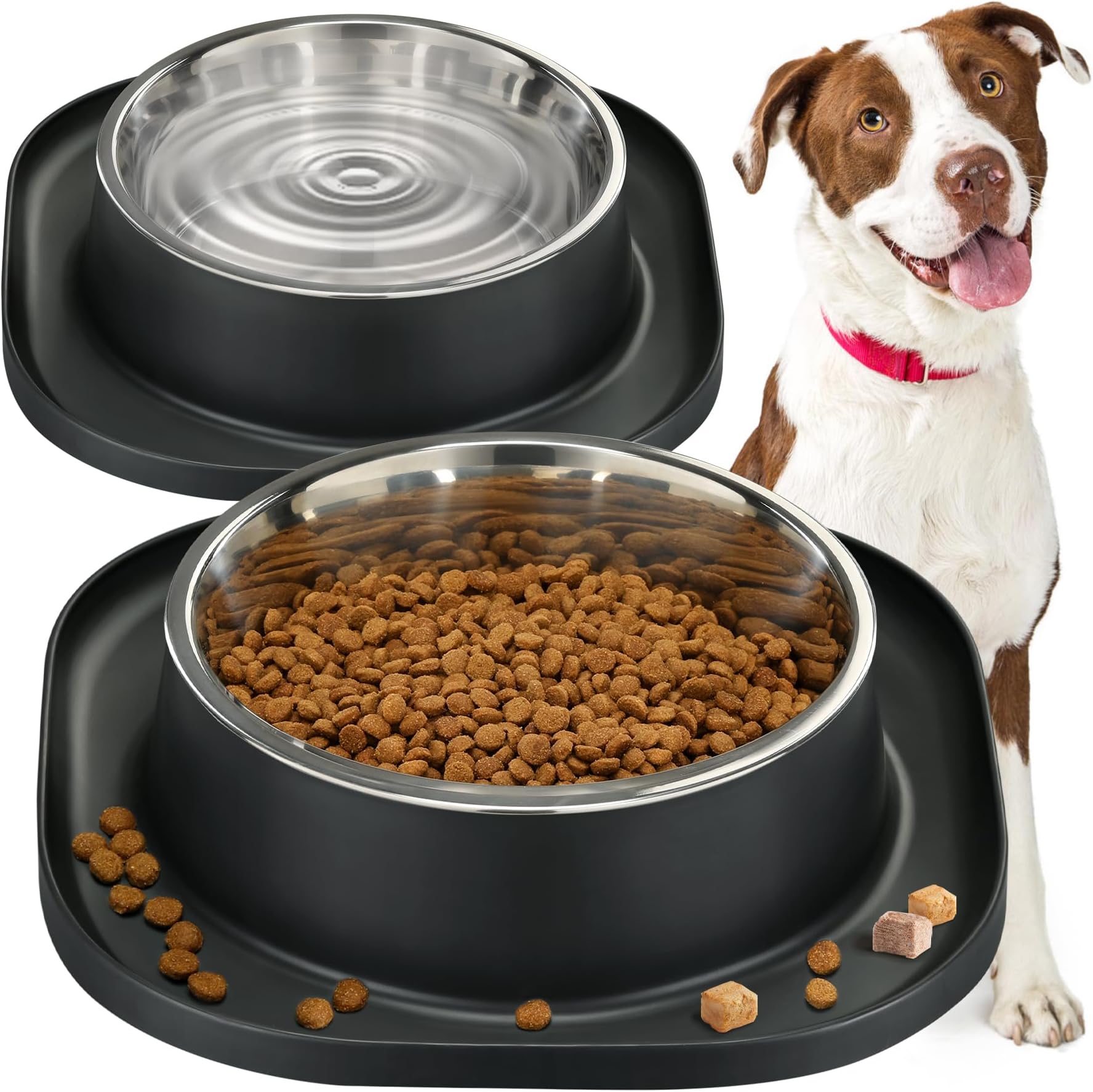 Pet Supplies : 2PACK Large Stainless Steel Dog Bowls Pet Metal Food ...