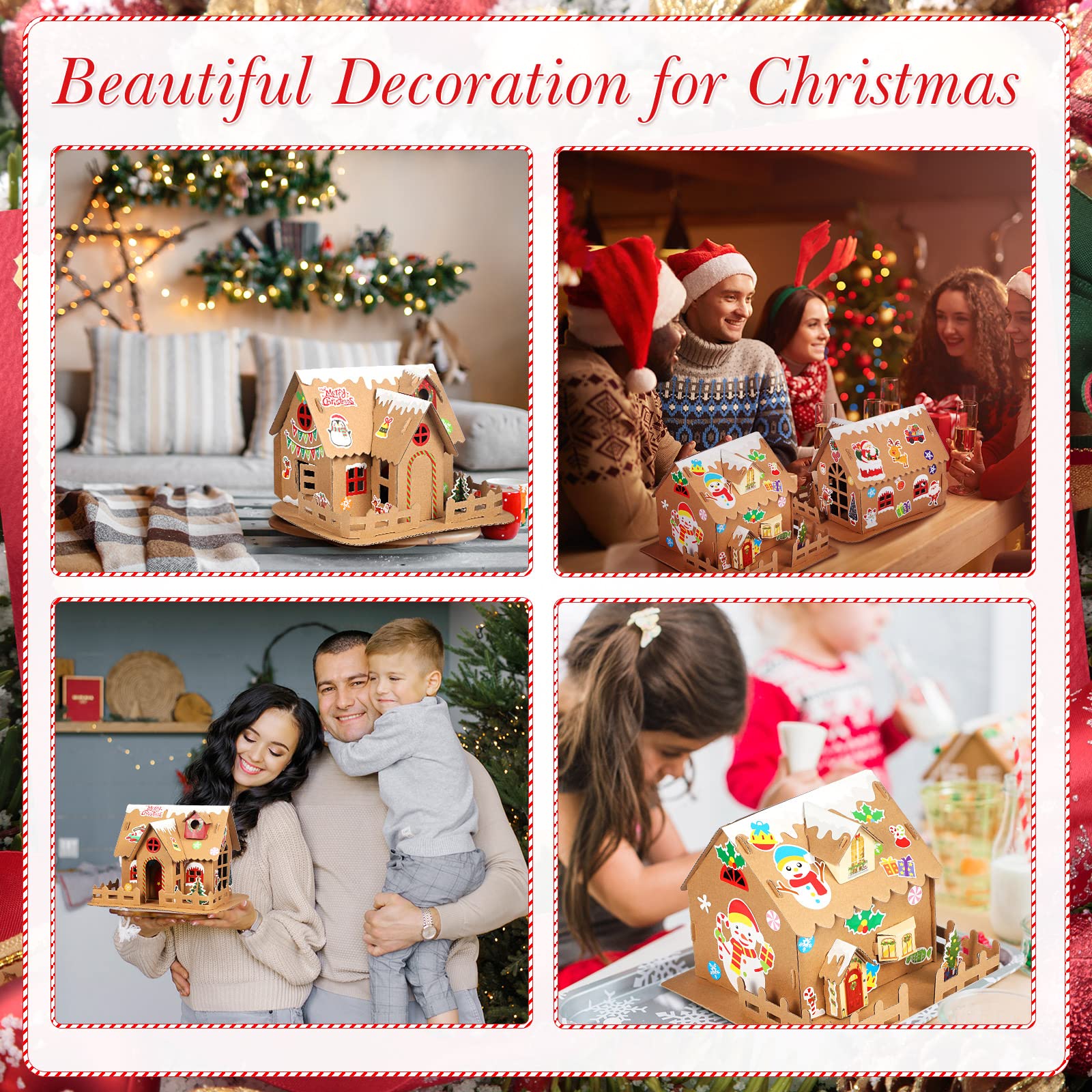 Snapklik.com : 12 Sets Christmas Gingerbread House Kit Cardboard ...