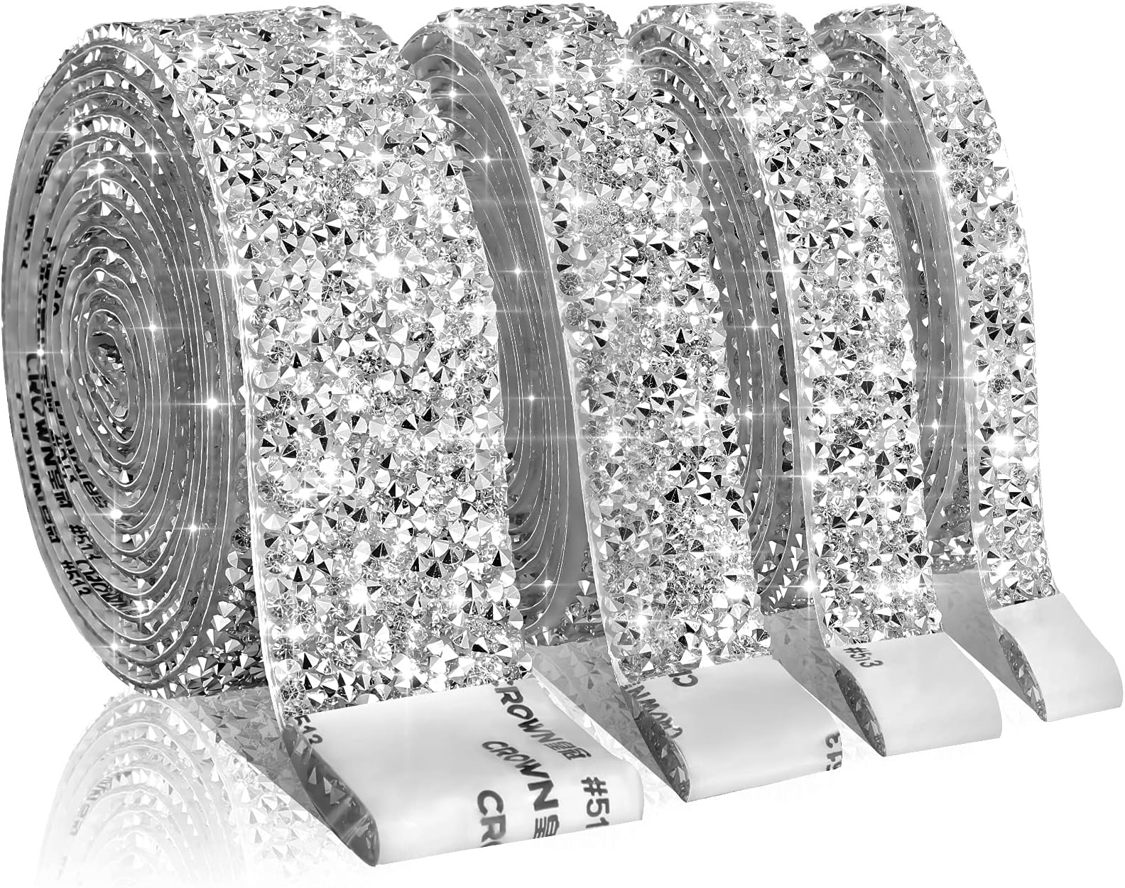 Amazon.com: 4 Rolls 8.8 Yards Crystal Rhinestone Diamond Ribbon DIY ...