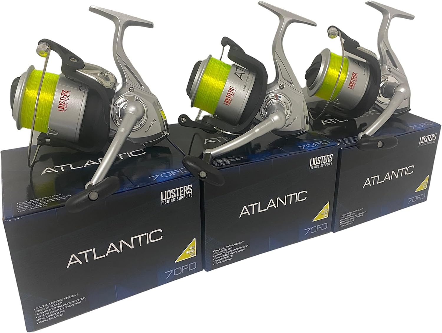 3 NEW LARGE ATLANTIC 7000 SEA FISHING LIDSTERS BEACH PIER REEL AND ...