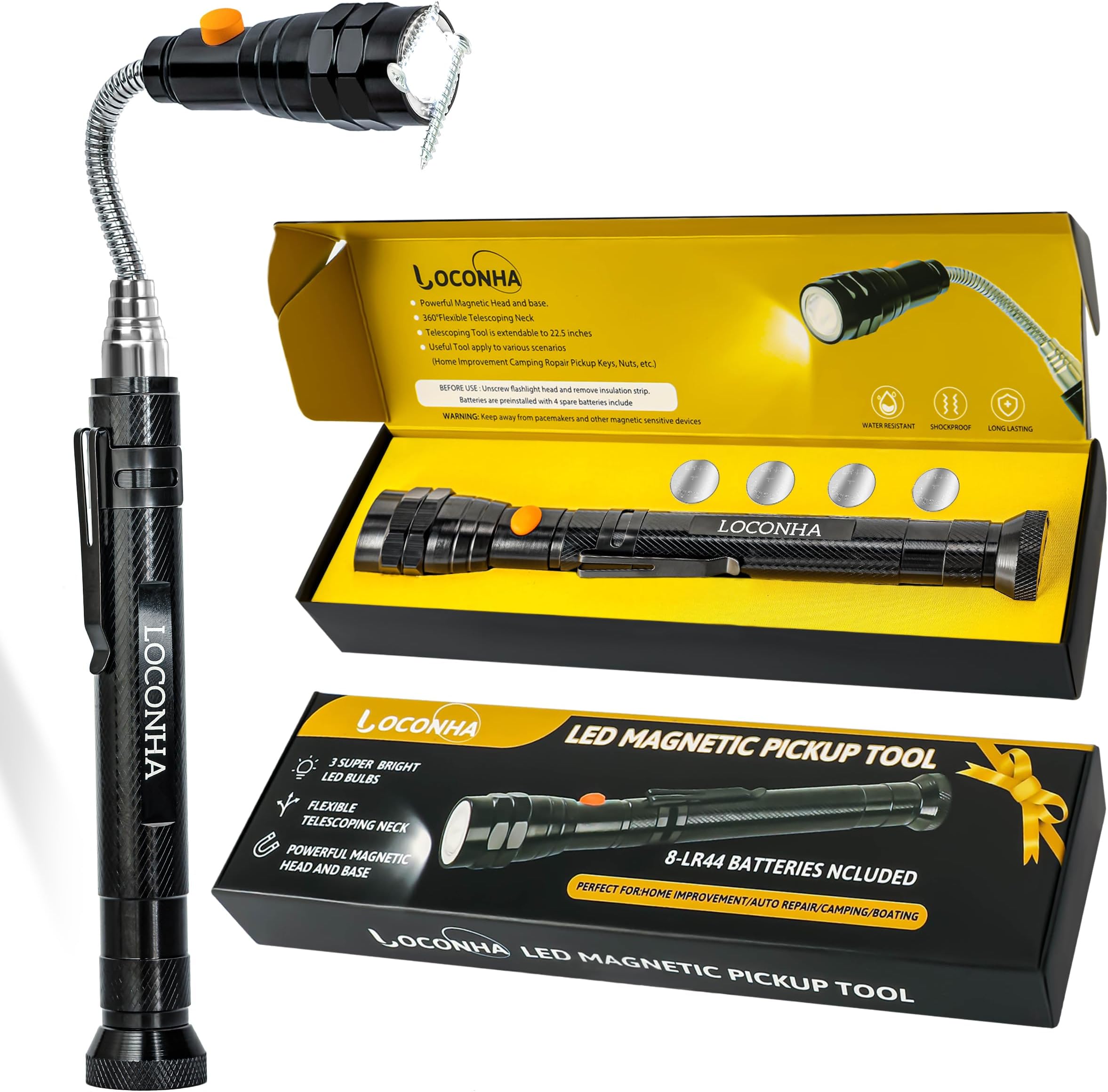 Flexible Telescoping LED Flashlight with Magnetic Pick-Up Rim ...