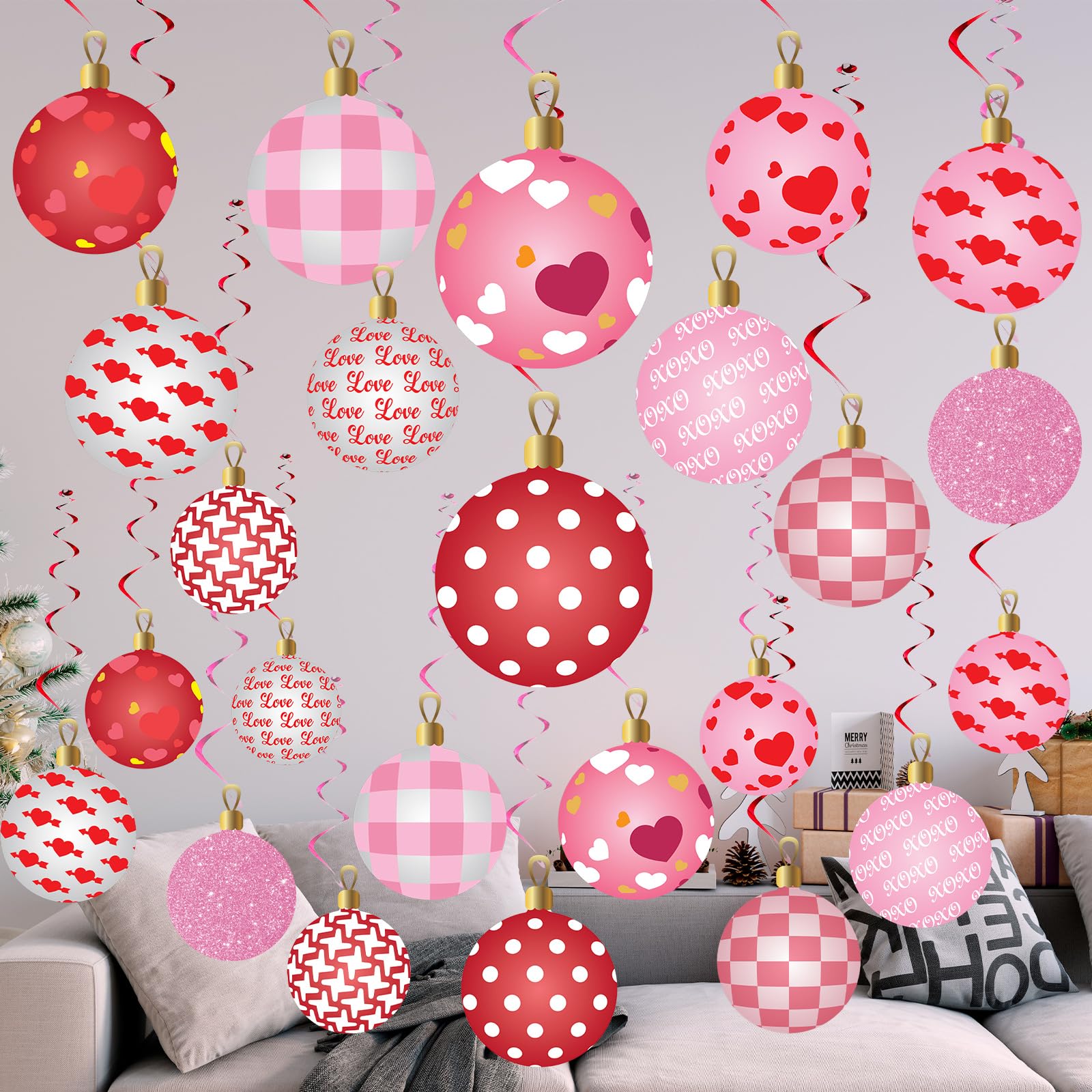 Amazon.com: 48 Pcs Valentine's Day Hanging Decorations Set Valentine ...