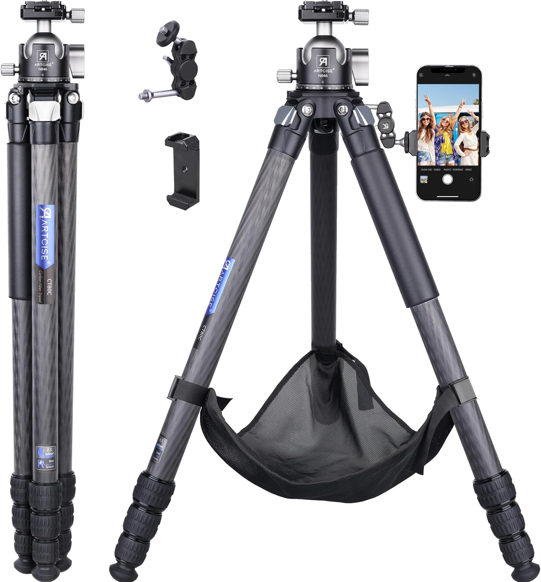 Amazon.com : Carbon Fiber Tripod with 46mm Low Profile Ball Head and ...