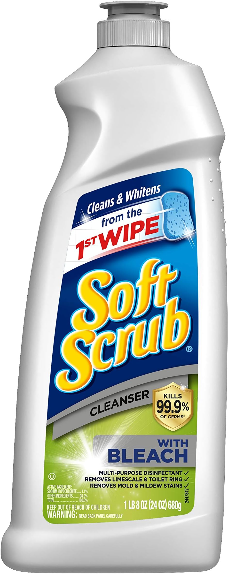 Amazon.com: Soft Scrub Cleanser with Bleach Surface Cleaner, Kills 99.9 ...