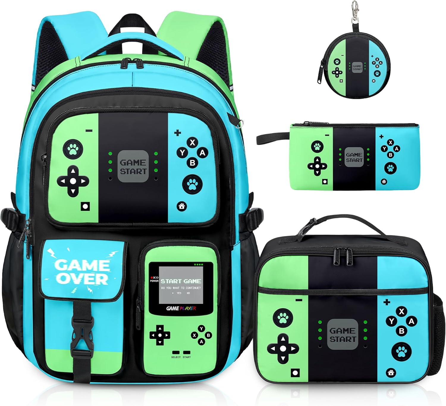Amazon.com: TOWIHUN Gamer Backpack for Boys, 4pcs Gaming Boys Backpack ...