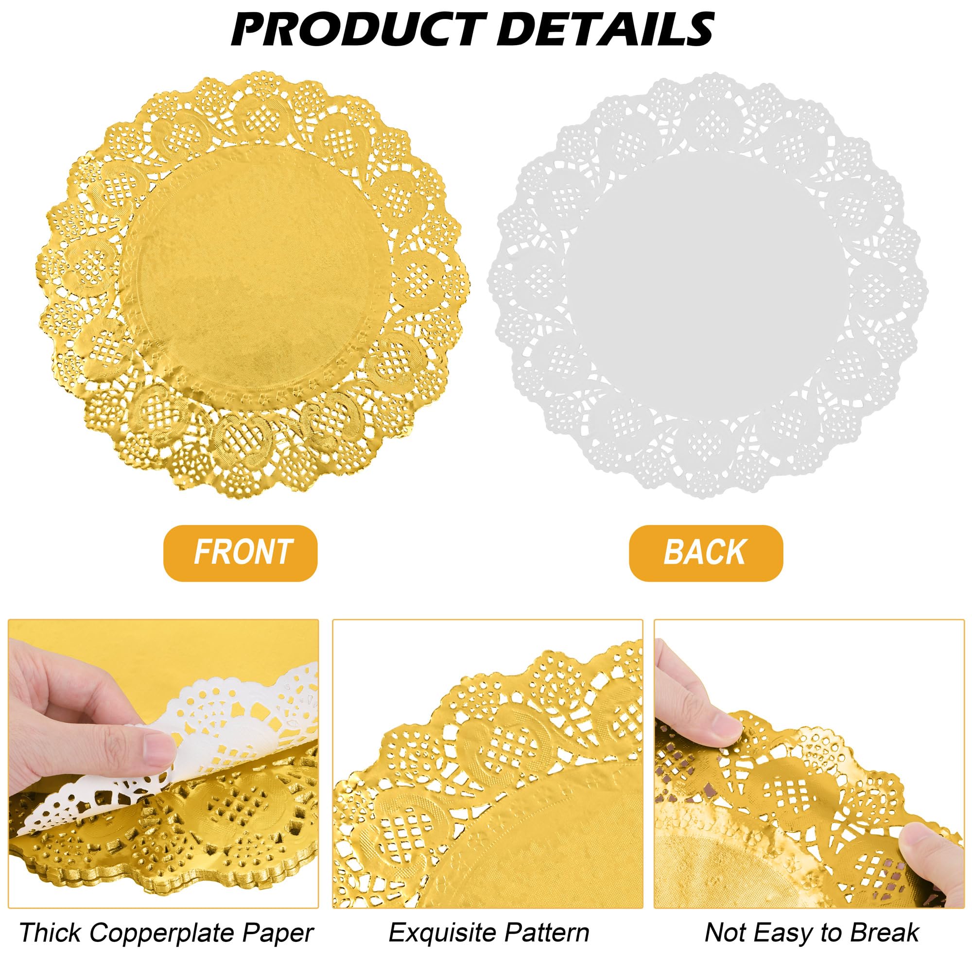 MCEAST 288 Pieces 14 Inch Paper Doilies Round Lace Gold Paper Doilies ...